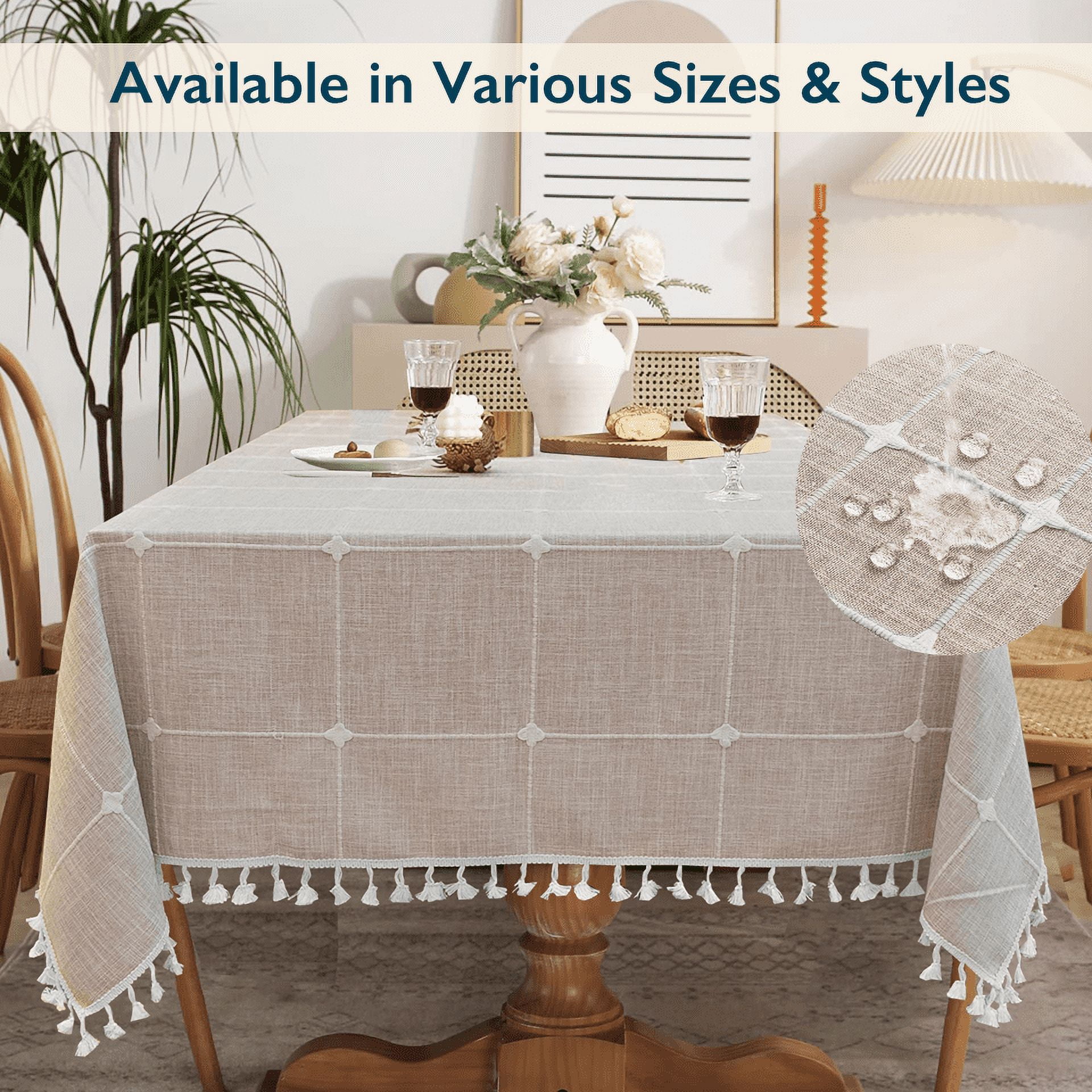 ComfiTime Faux Linen Tablecloth for Parties, Long Fabric, Wrinkle-Free ...