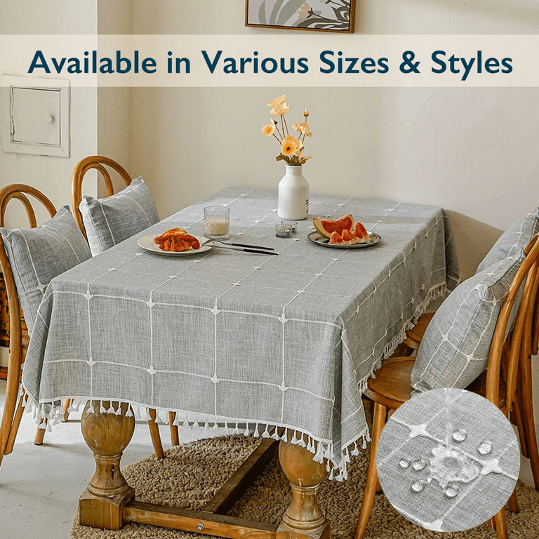 ComfiTime Table Cloth Fitted Table Cover for 6 Foot 8 Foot and other Size Rectangle or Round Tables Faux Linen Burlap Tablecloth for Parties w
