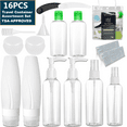 ComfiTime Travel Bottles, 16-PCS TSA-Approved Leakproof Travel Size ...