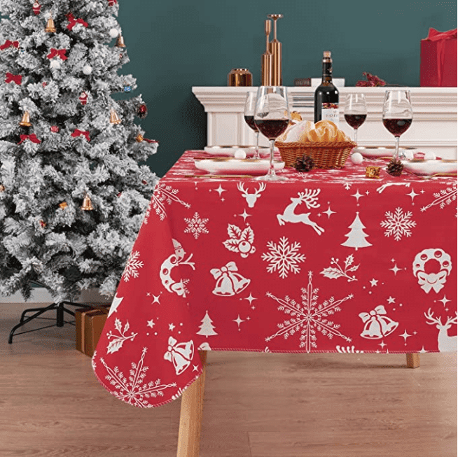 ComfiTime Christmas Vinyl Tablecloth – 60 Inch Waterproof Table Cover ...