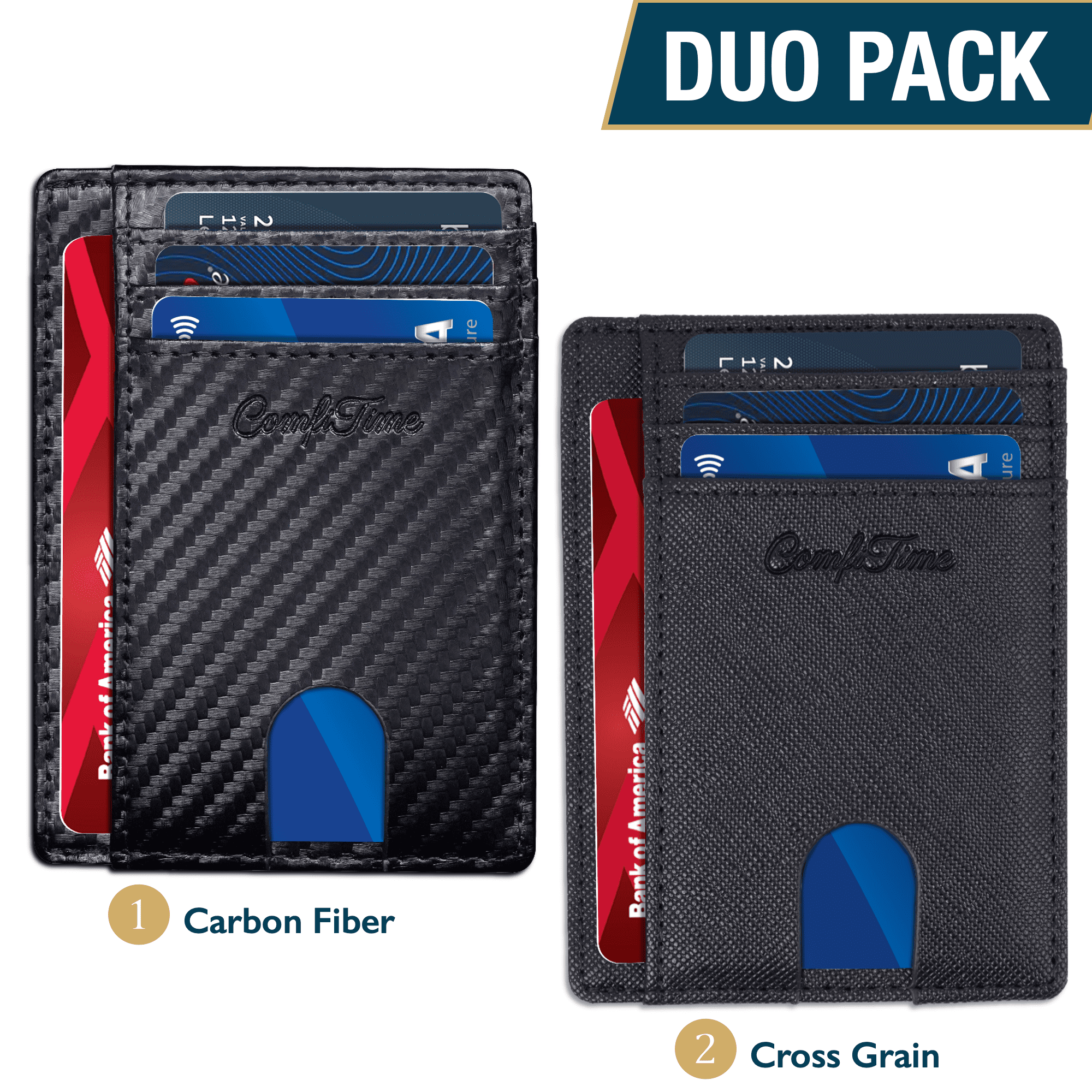 ComfiTime 2-Pack Minimalist Wallet for Men & Women - RFID Slim Mens ...