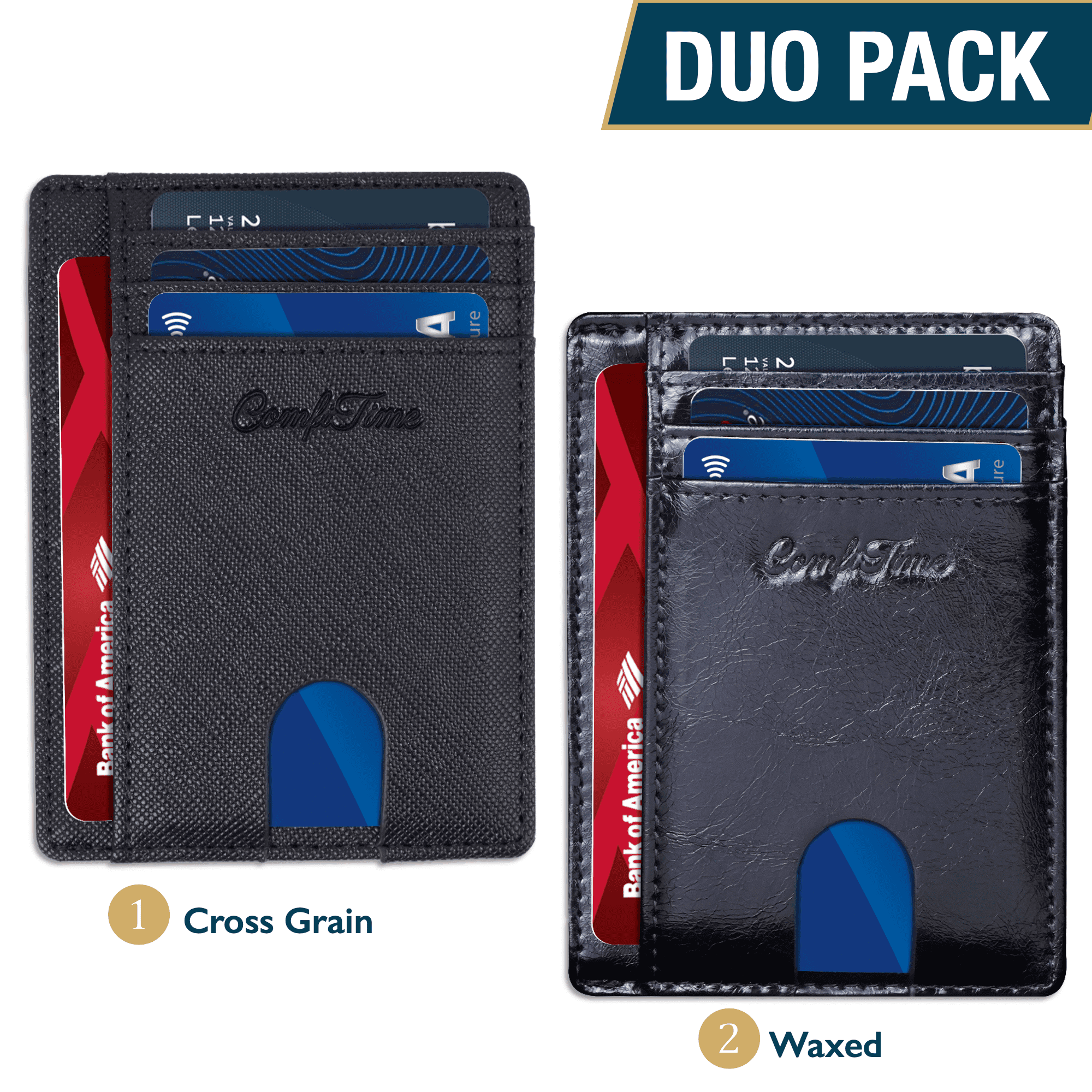 ComfiTime 2-Pack Minimalist Wallet for Men & Women - RFID Slim Mens ...