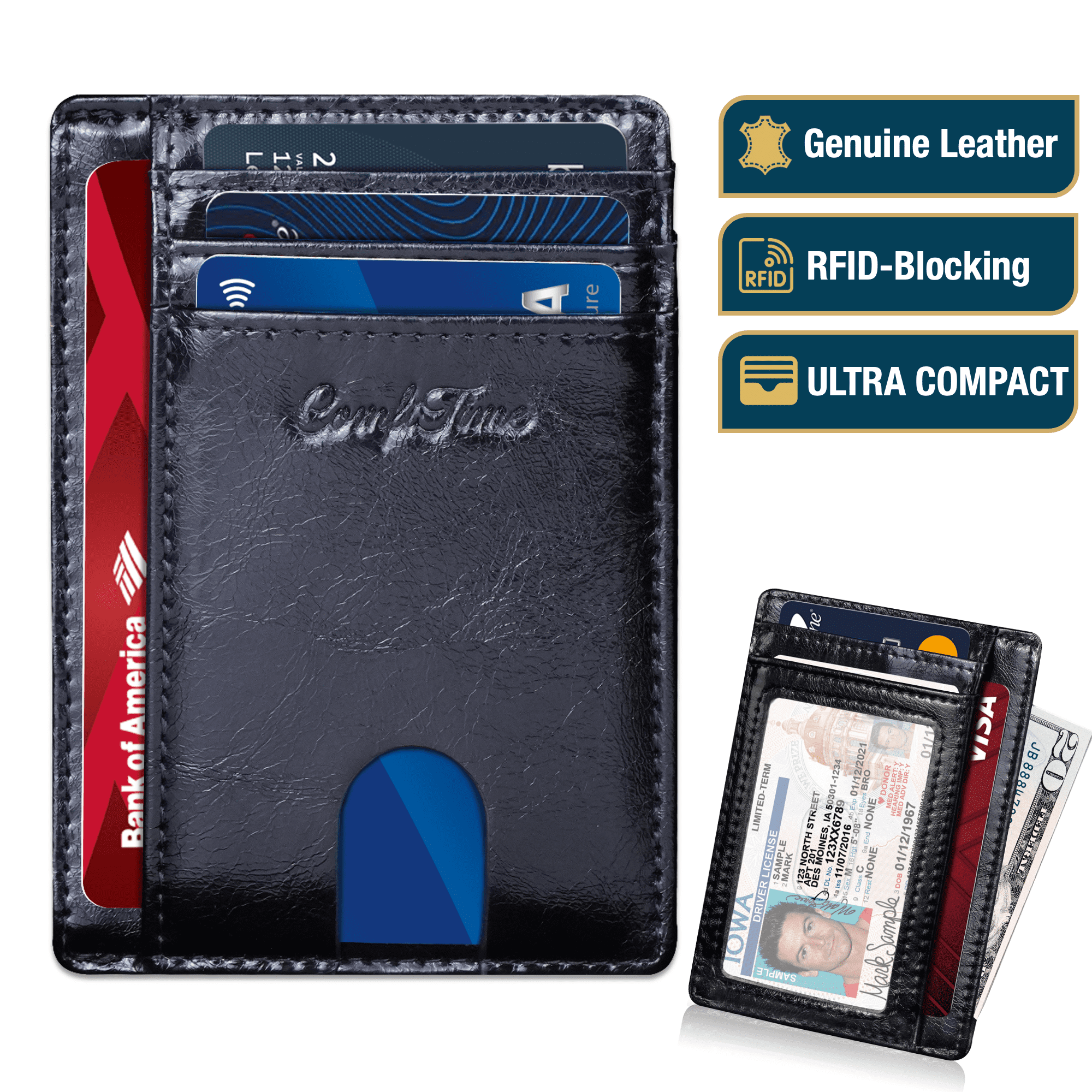 ComfiTime Minimalist Wallet for Men & Women - RFID Slim Men's Wallet ...