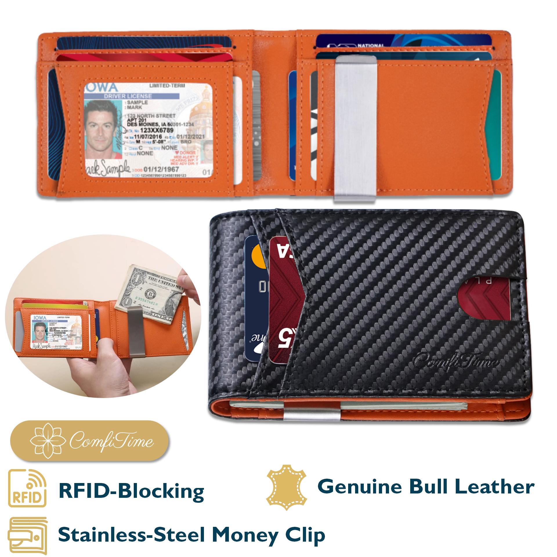 Slim Bifold Wallets For Men - Money Clip Wallet RFID Blocking Front ...