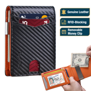 Men's Genuine Leather RFID Blocking Trifold Wallet with Anti-Theft ...