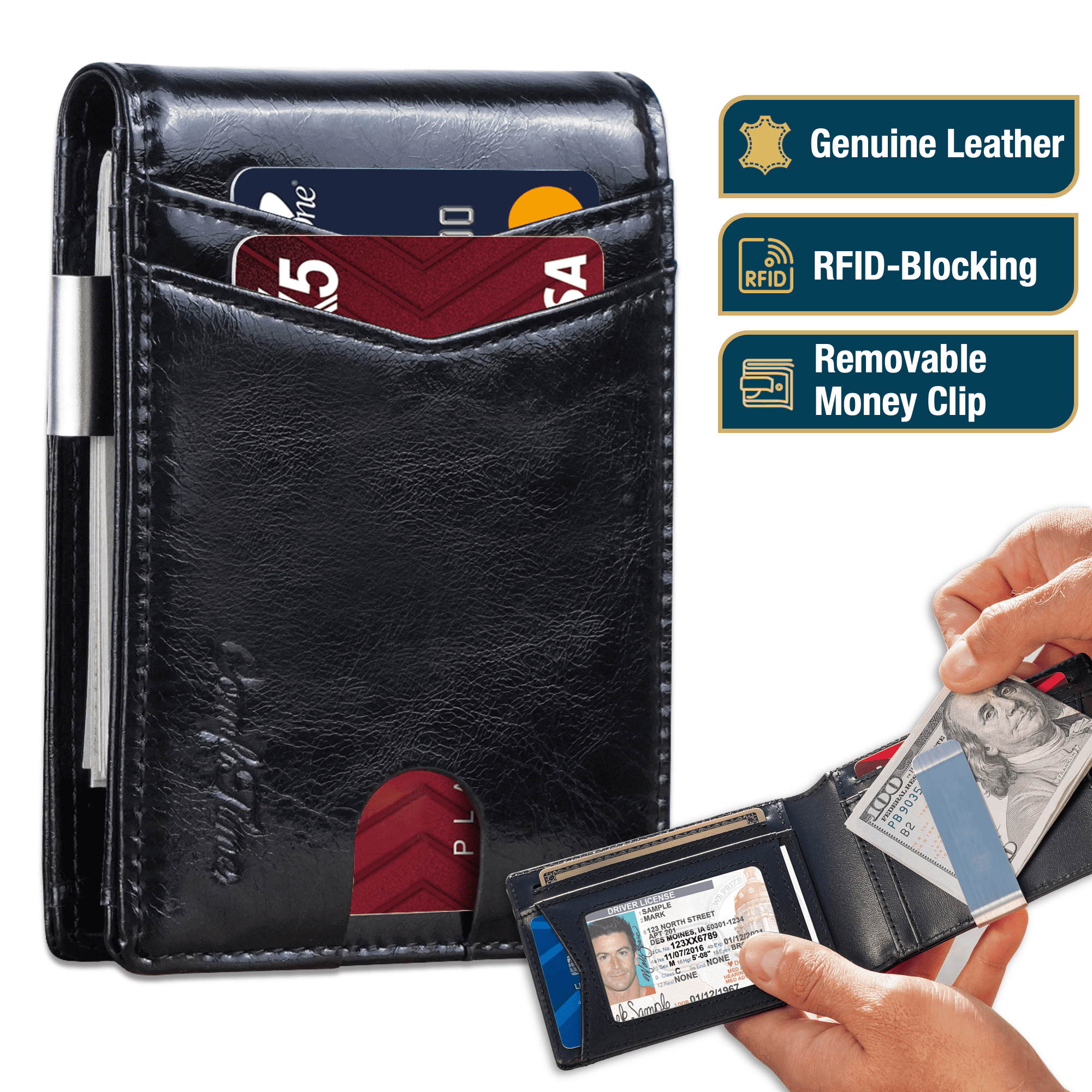 ComfiTime Wallet for Men Slim, RFID Blocking Men's Wallet W/ Money Clip ...