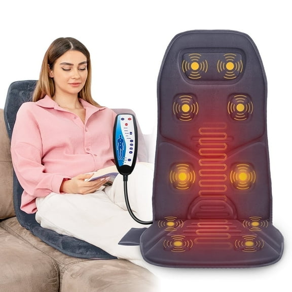 Back Massager with Heat,Heated Seat Cover Cushion with 5 Vibrating ...