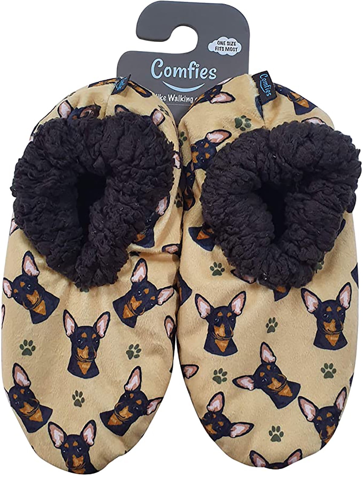 Comfies Super Soft Chihuahua Black Slippers - Unisex - One Size Fits ...