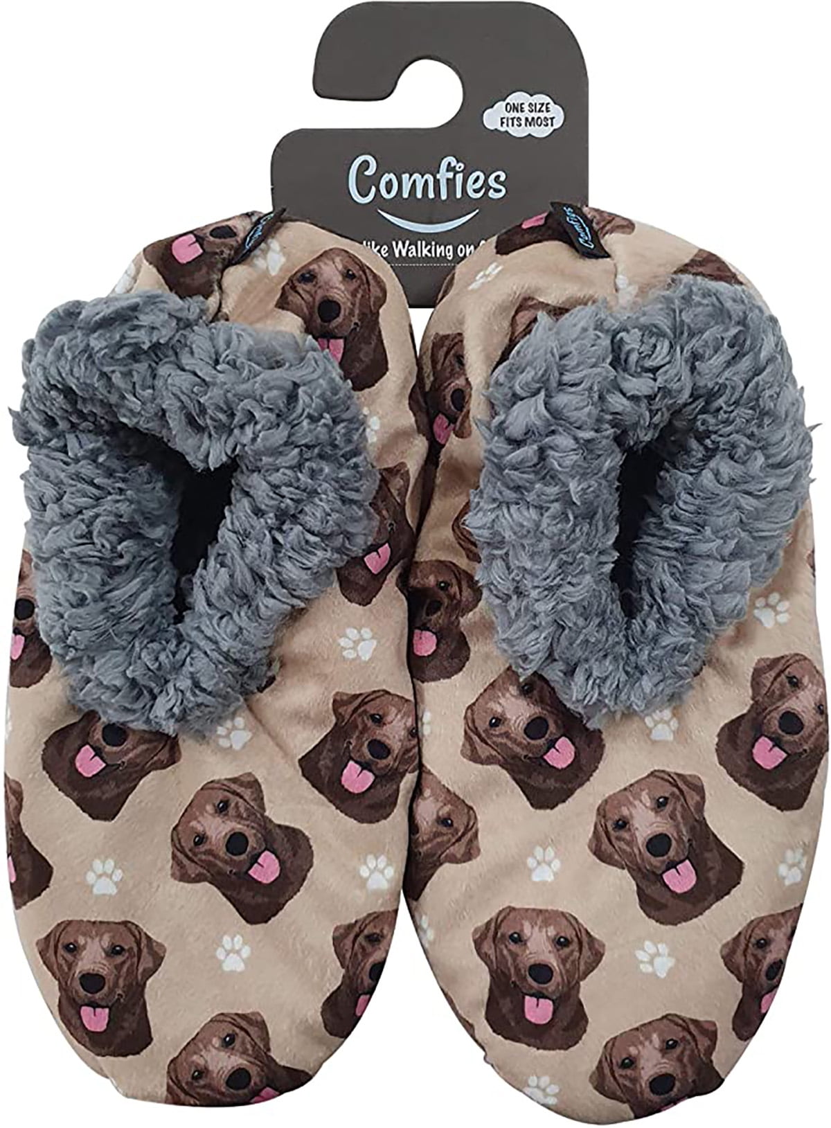 Comfies Super Soft Labrador Chocolate Slippers - Unisex - One Size Fits ...