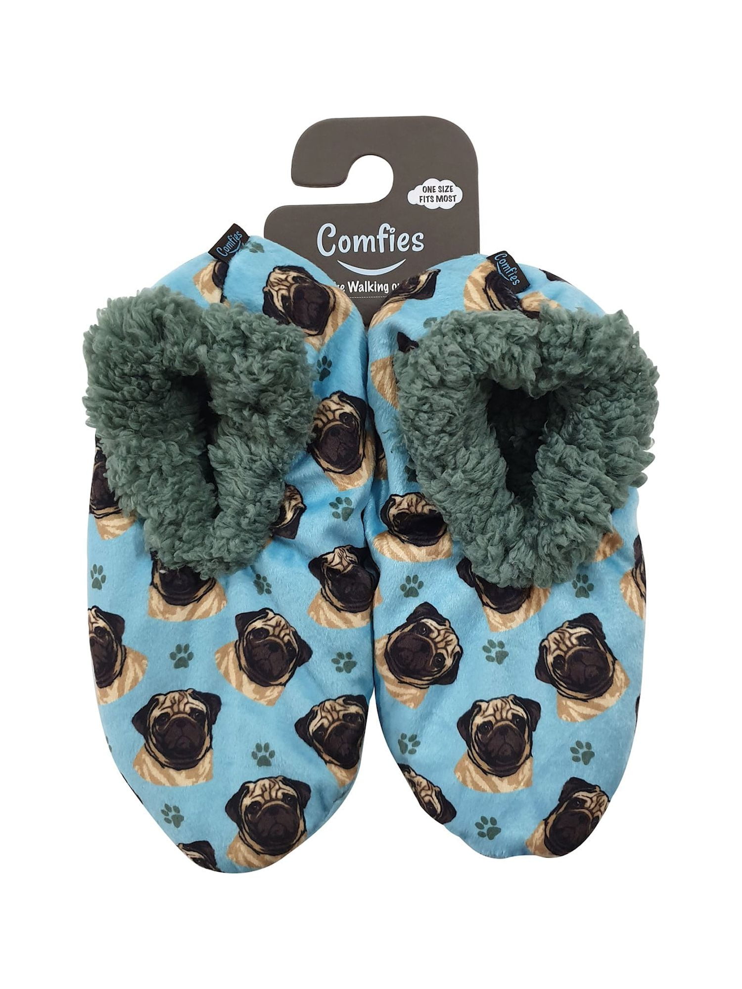 Comfies Super Soft Pug Slippers - Unisex - One Size Fits Most - Cozy ...