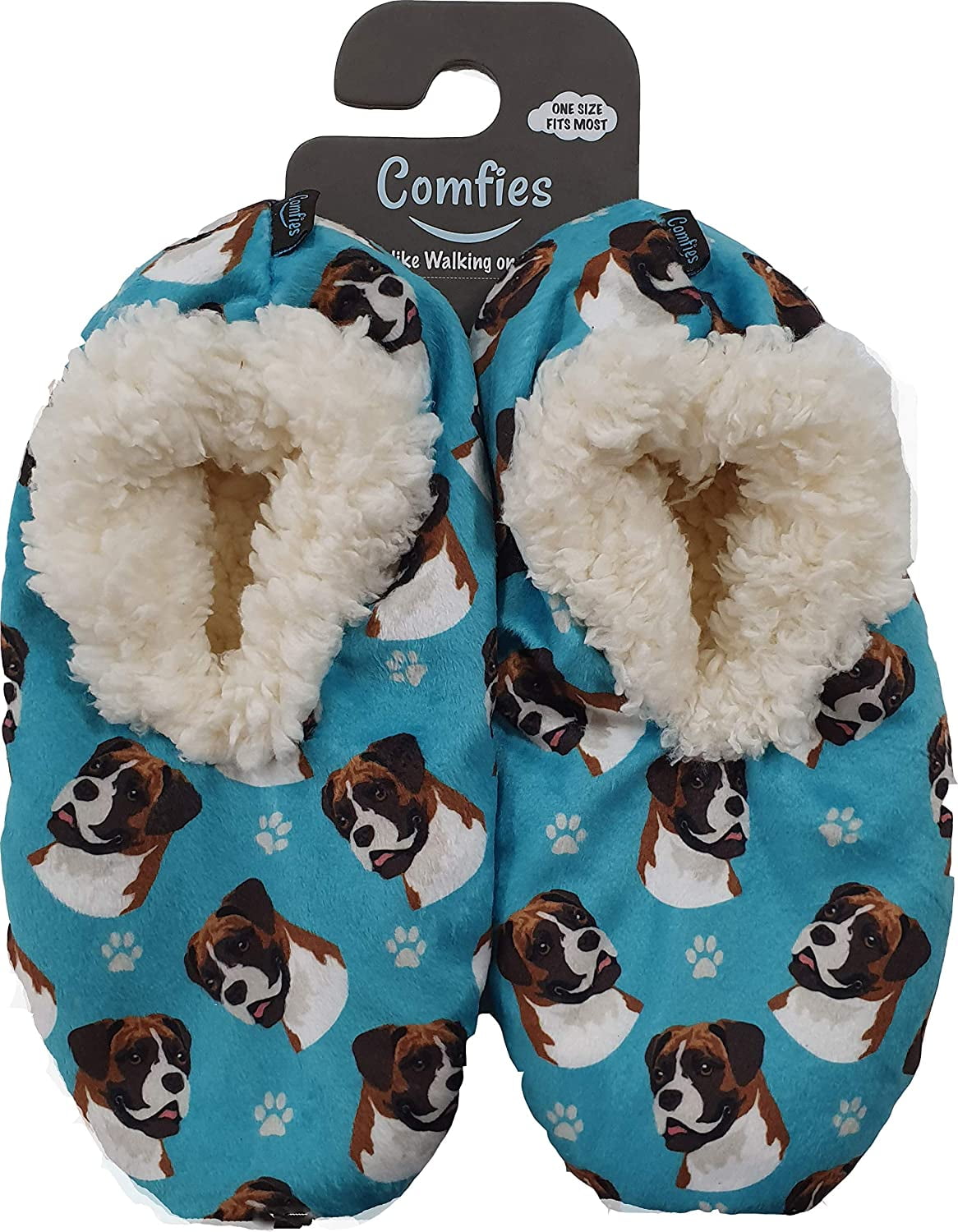 Comfies Womens Boxer, Uncropped Dog Slippers - Sherpa Lined Animal ...