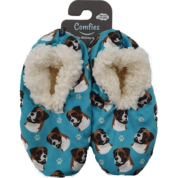 Comfies Womens Boxer, Uncropped Dog Slippers - Sherpa Lined Animal ...