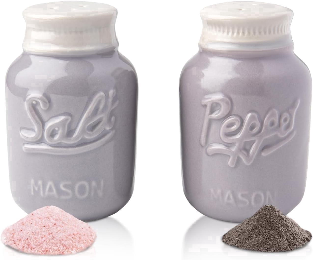 Comfify Ceramic Mason Jar Salt and Pepper Shaker Set, 3.5 oz Capacity ...