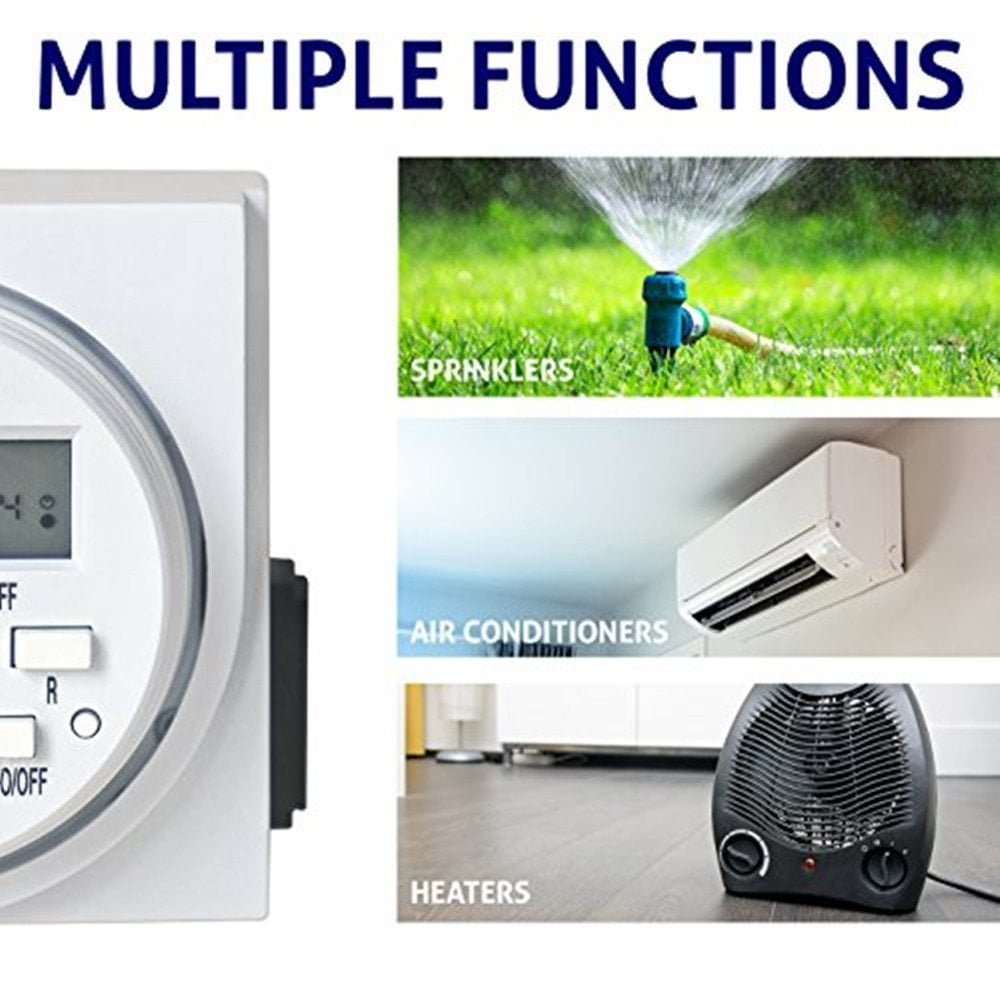 Comforday 7-Day Programmable Digital Timer with Two Grounded Outlets ...