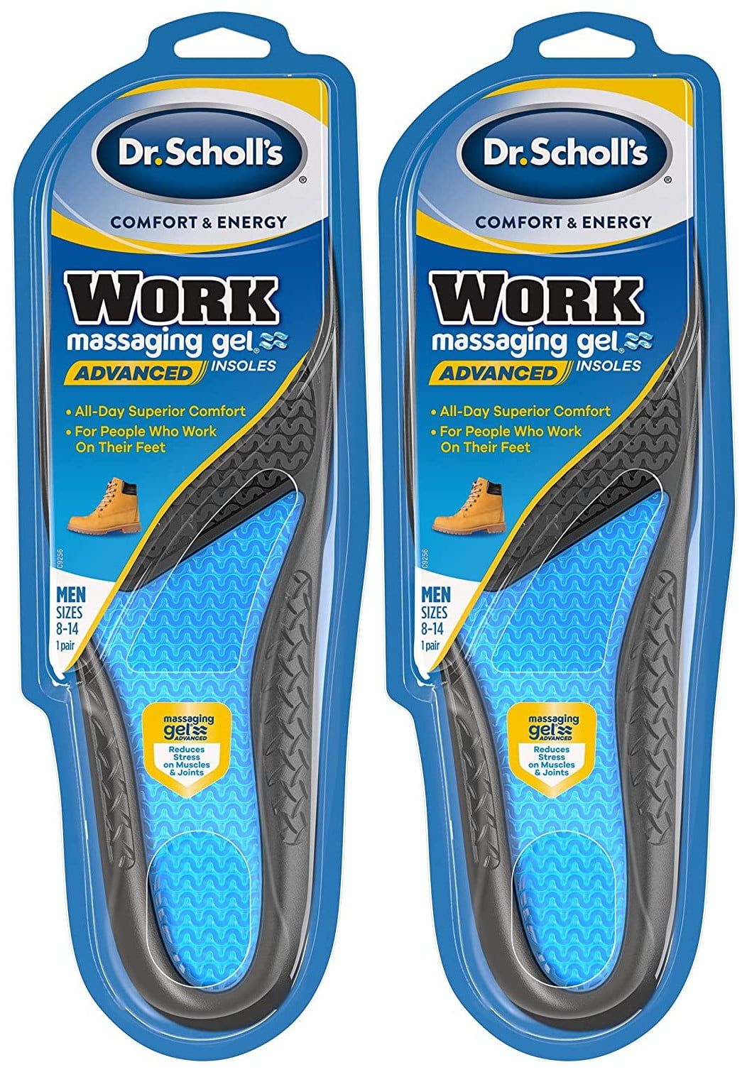 Comfort And Energy Work Massaging Gel Insoles, Men Sizes 8 To 14, Black ...