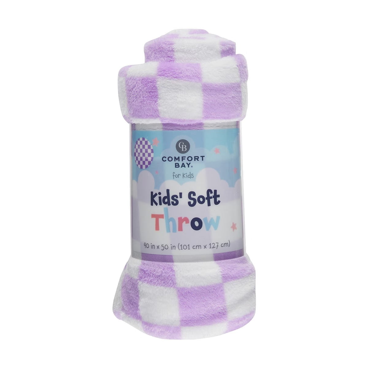 Comfort Bay For Kids Kids' Soft Throw Purple Checker Throws, 40 x 50 in ...