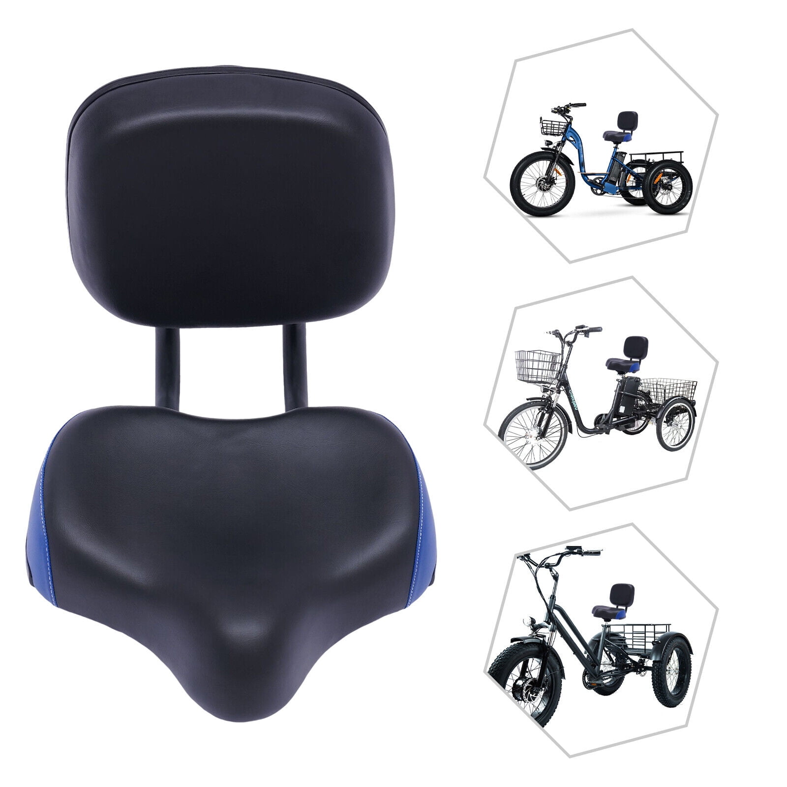 Comfort Bike Seat with Backrest Saddle Bicycle Tricycle Seat Cushion w ...
