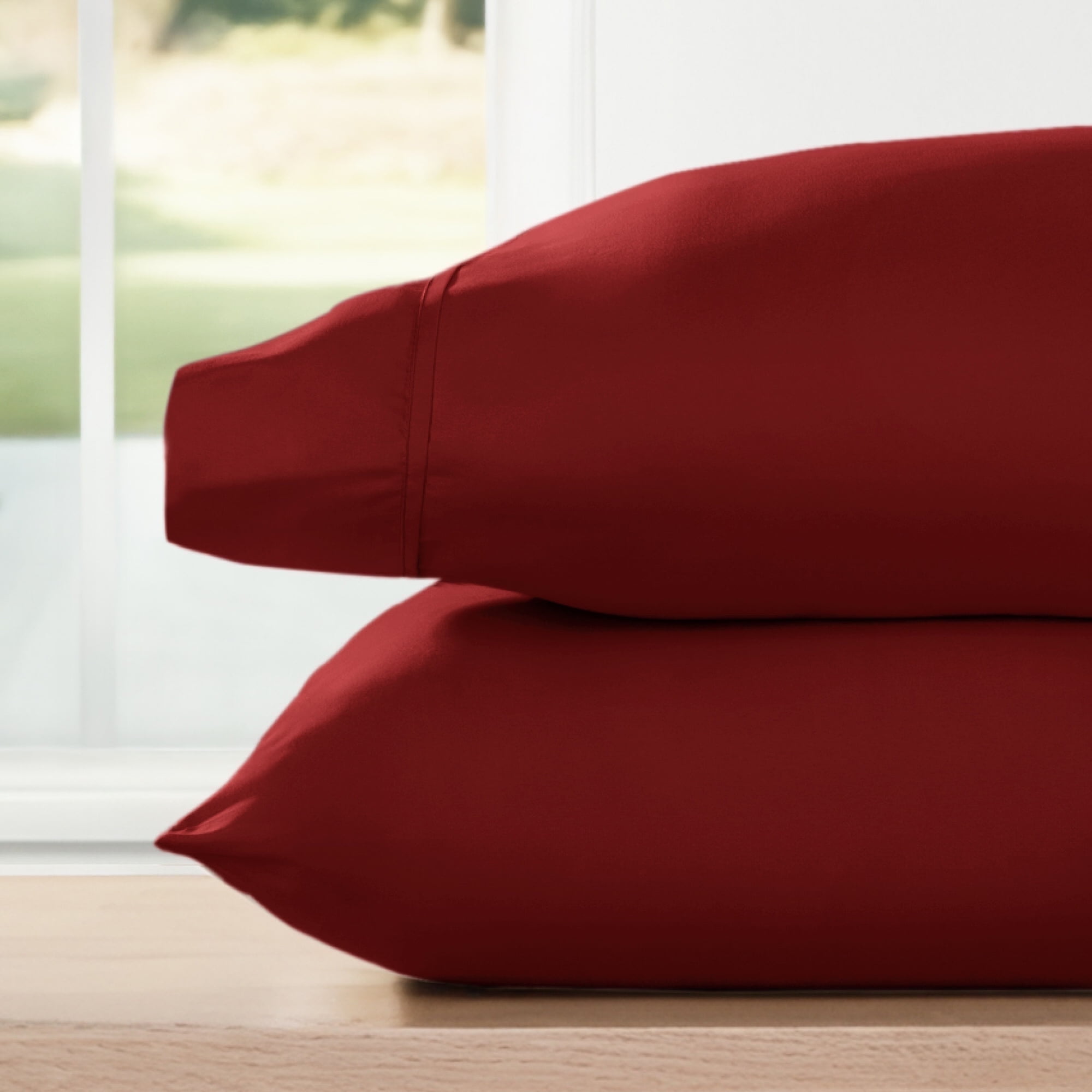 Super Soft Pillowcase 2-Pack Set Burgundy Red Standard/Queen Size ...