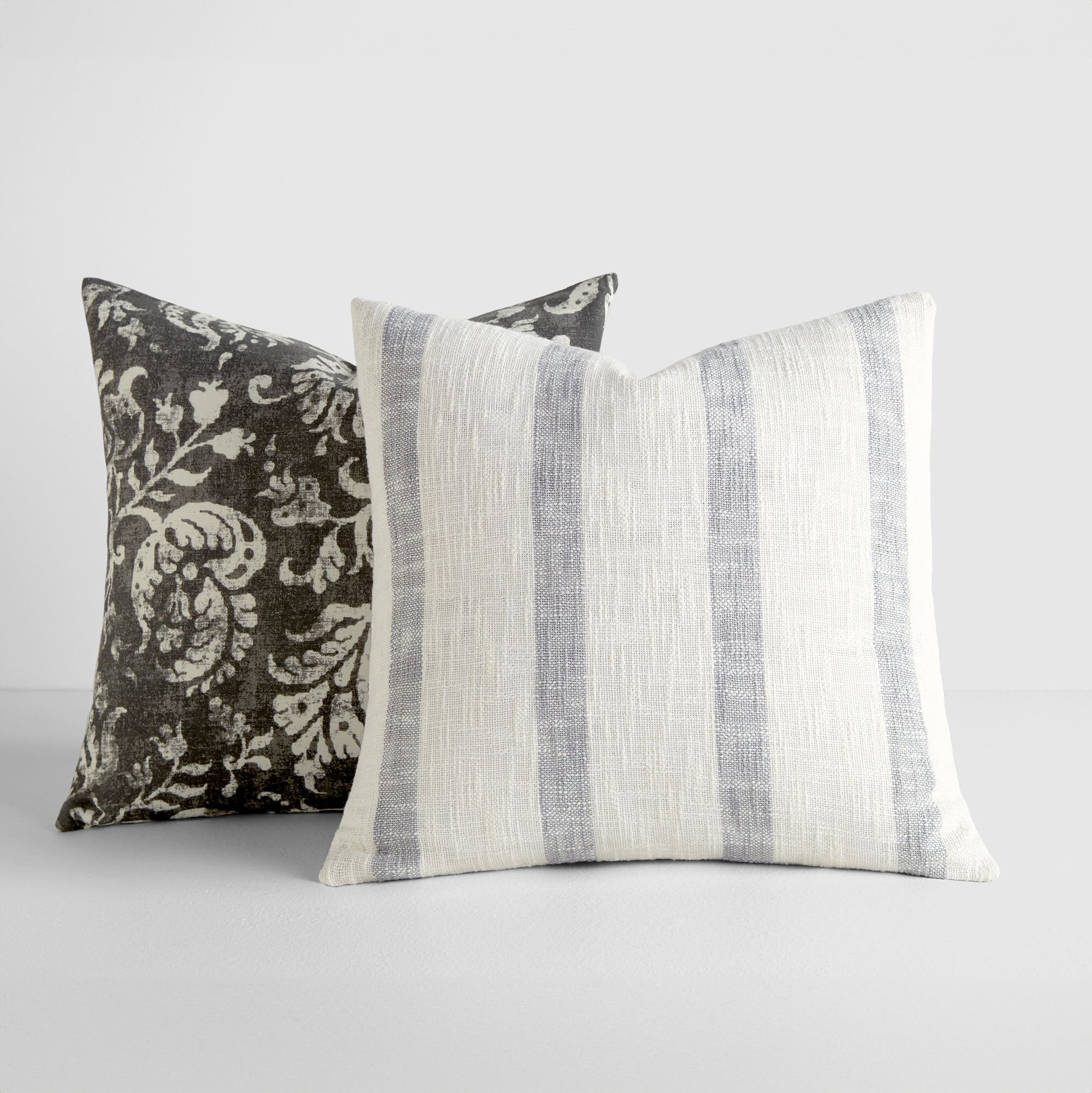 2-Pack Decor Throw Pillows in Yarn-Dyed Awning Stripe / Distressed ...