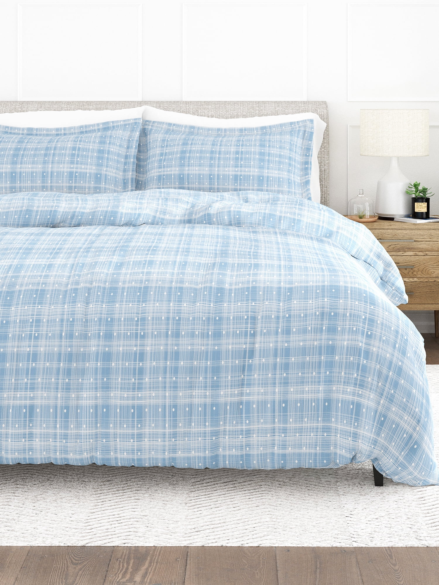 Comfort Canopy - 3 Piece Aqua Polka Dot and Striped Duvet Set with ...