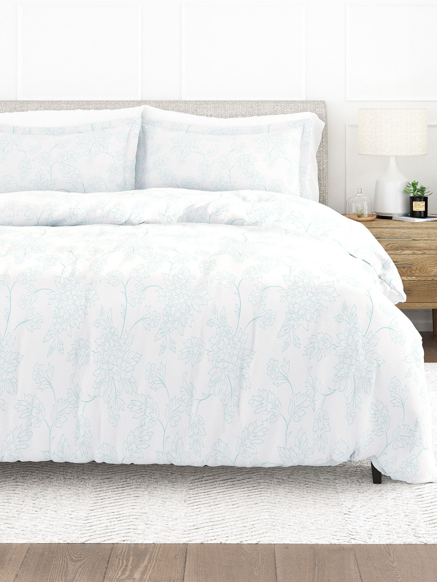 Comfort Canopy - King Size Aqua Vine Patterned Duvet Cover Set, Full ...