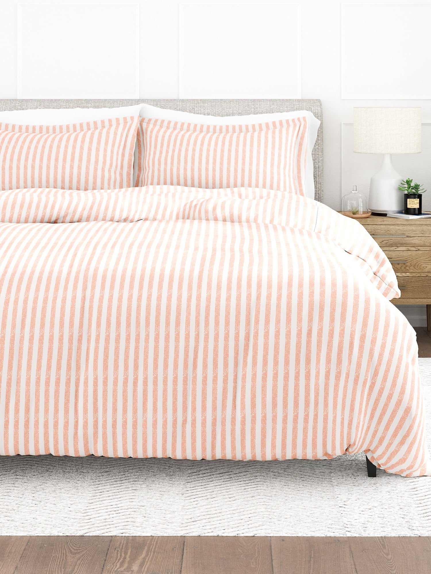 Comfort Canopy - 3 Piece Blush Puffed Rugged Striped Duvet Cover Set ...