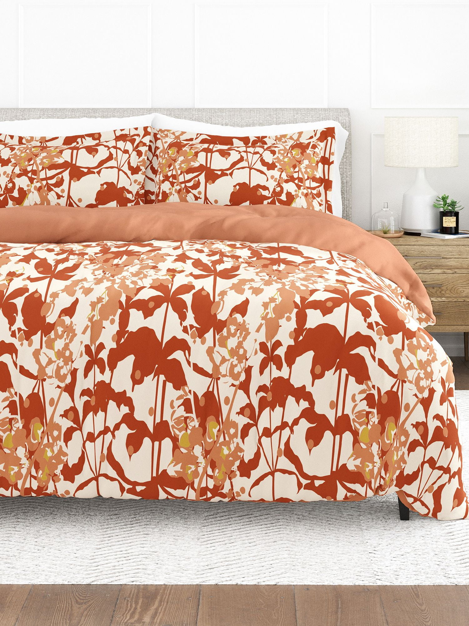 Comfort Canopy - 3 Piece Clay Farmhouse Boho Flower Patterned Duvet ...