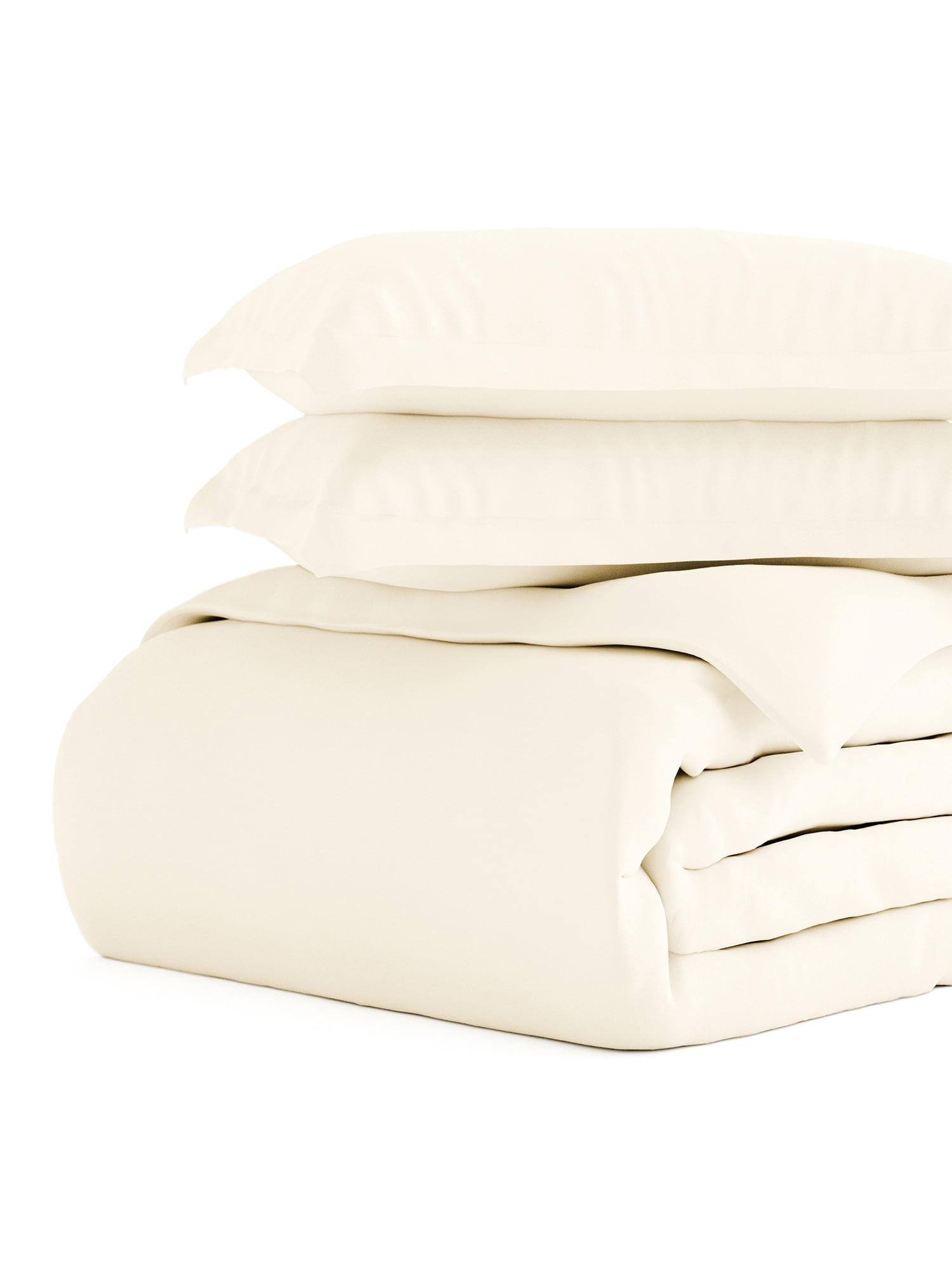 Comfort Canopy - 3 Piece Ivory Microfiber Solid Duvet Cover Set with ...