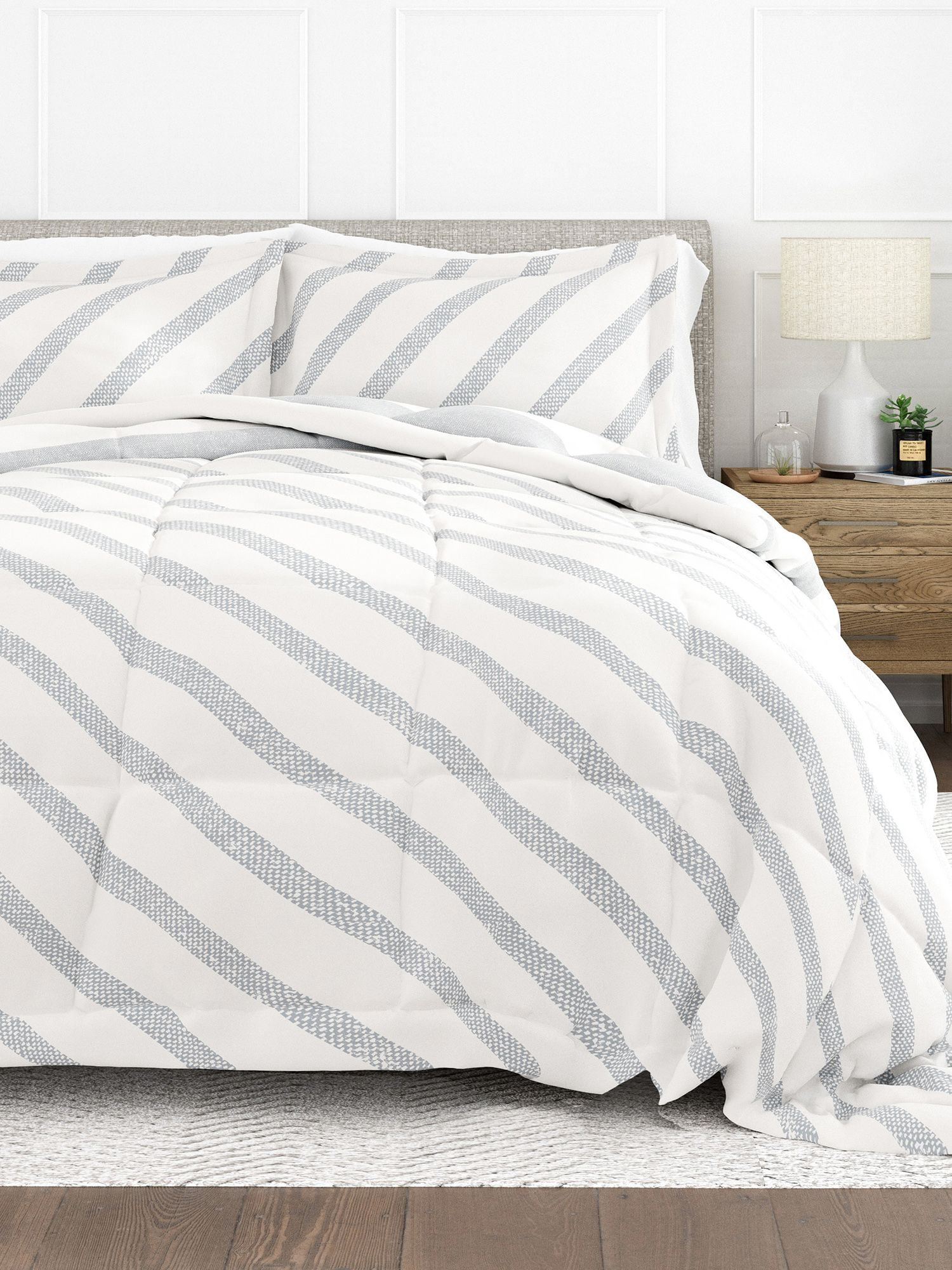 Comfort Canopy - Queen Size 3 Piece Light Blue Distressed Stripe Down ...