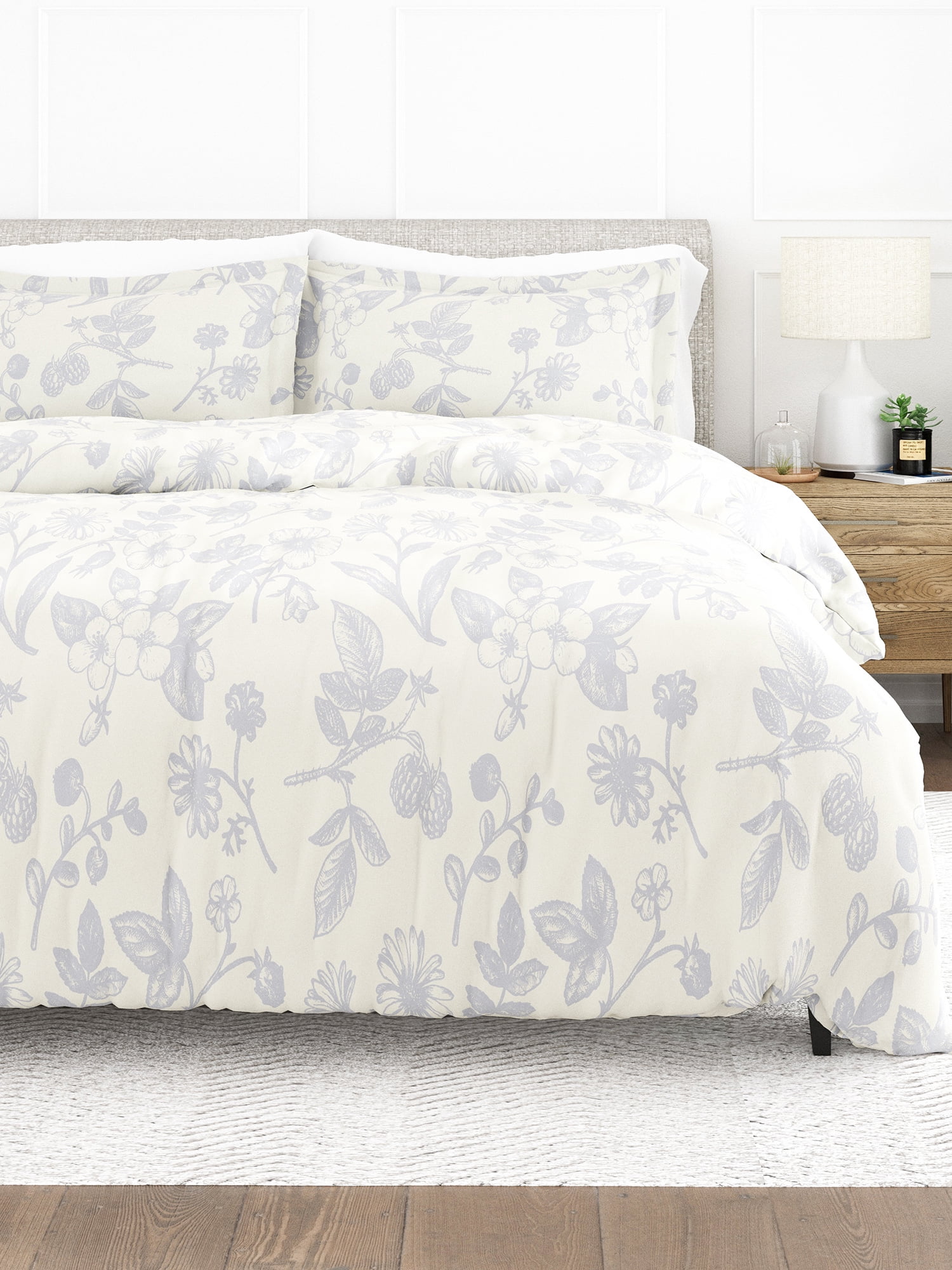Comfort Canopy - 3 Piece Light Blue Farmhouse Floral Patterned Duvet ...