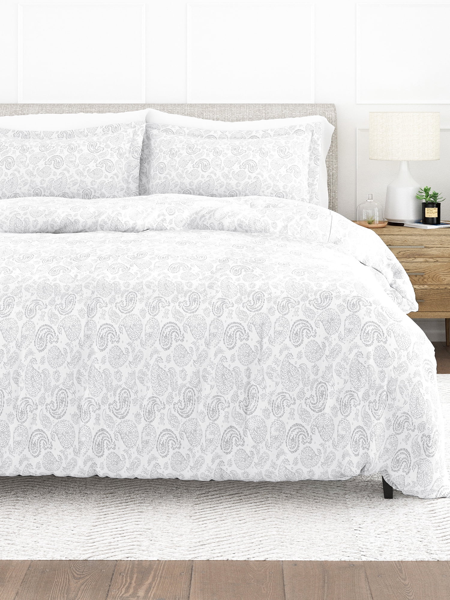 Comfort Canopy - 3 Piece Light Gray Classic Essentials Patterned Duvet ...