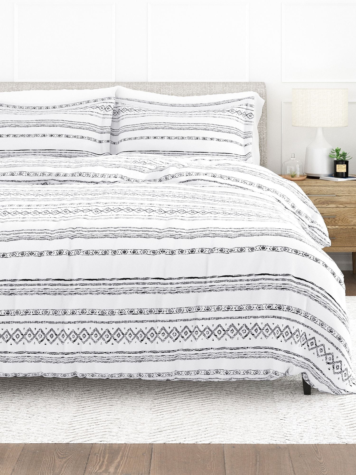 Comfort Canopy - 3 Piece Light Gray Geo Threads Duvet Cover Set with ...