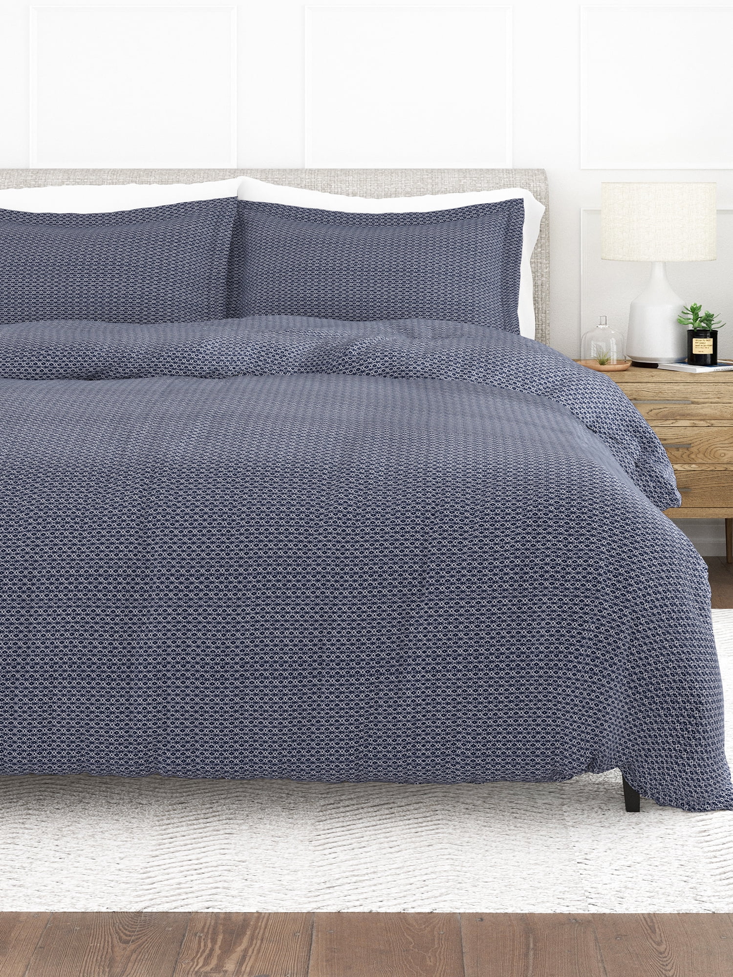 Comfort Canopy - 3 Piece Navy Blue Diamond Pattern Duvet Cover Set with ...