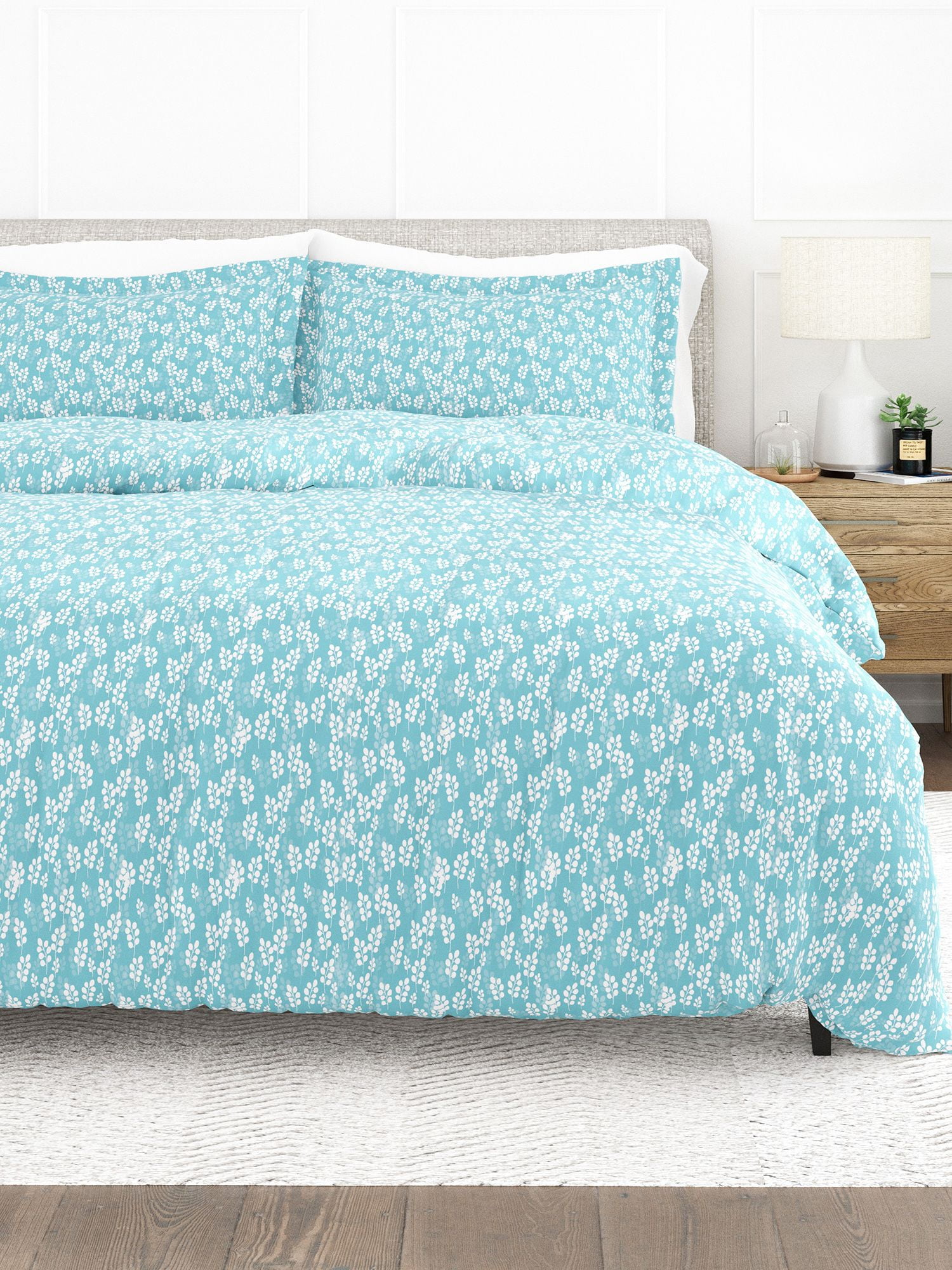 Comfort Canopy - 3 Piece Pale Blue Wheatfield Floral Patterned Duvet ...