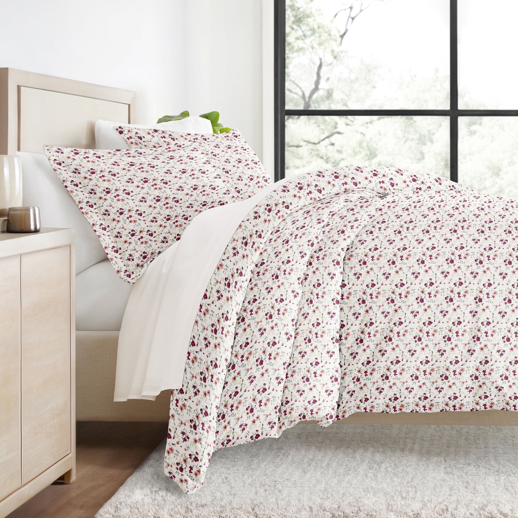 Duvet Cover Set - Ultra Soft & Breathable - Pink Farmhouse Blossoms for ...