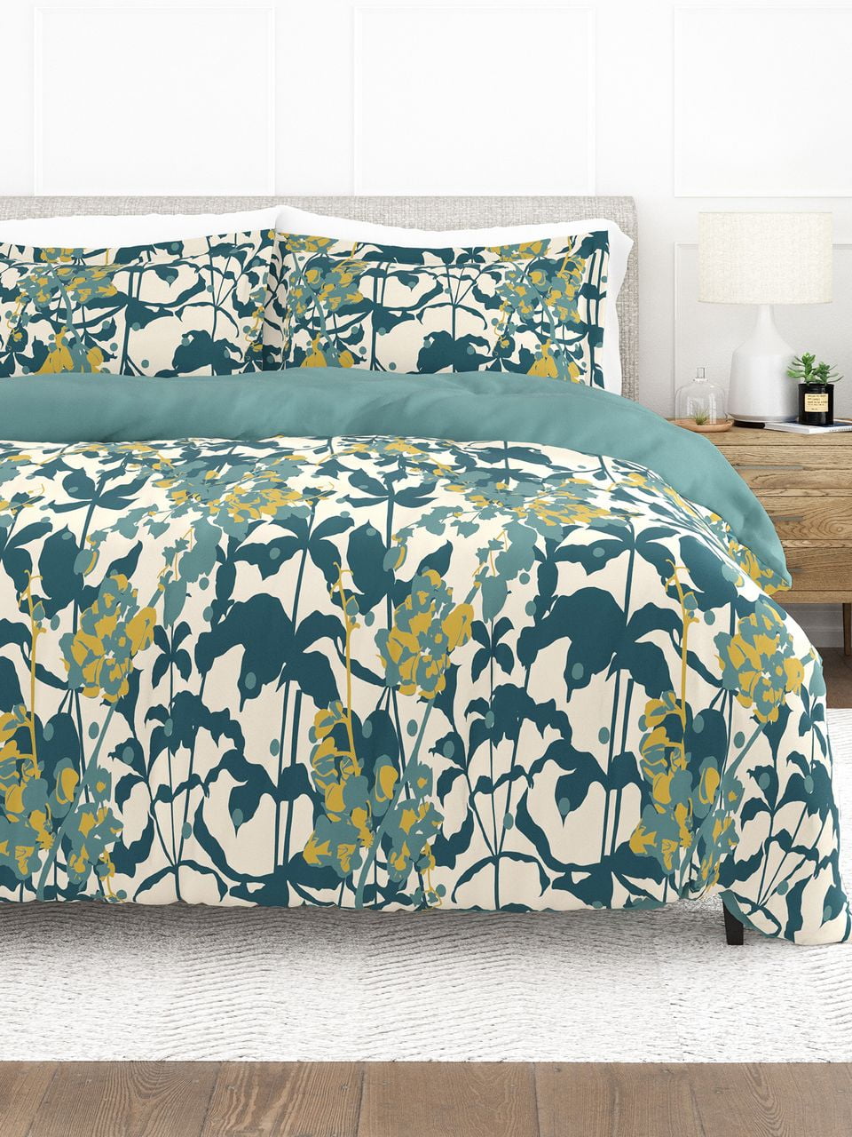 Comfort Canopy - 3 Piece Teal Farmhouse Boho Flower Patterned Duvet ...