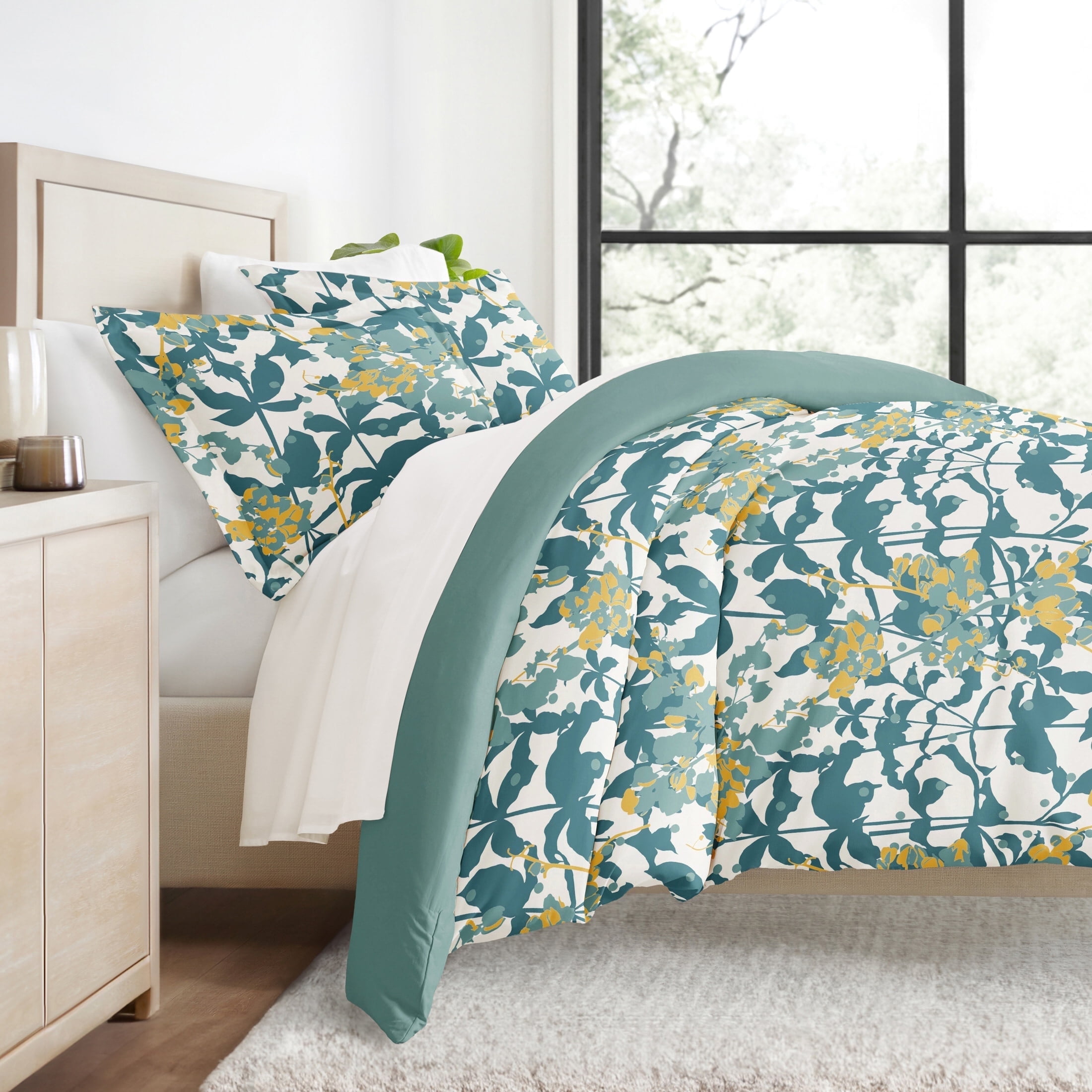 Duvet Covert Set - Ultra Soft - Teal Farmhouse Boho Flower Southwestern ...