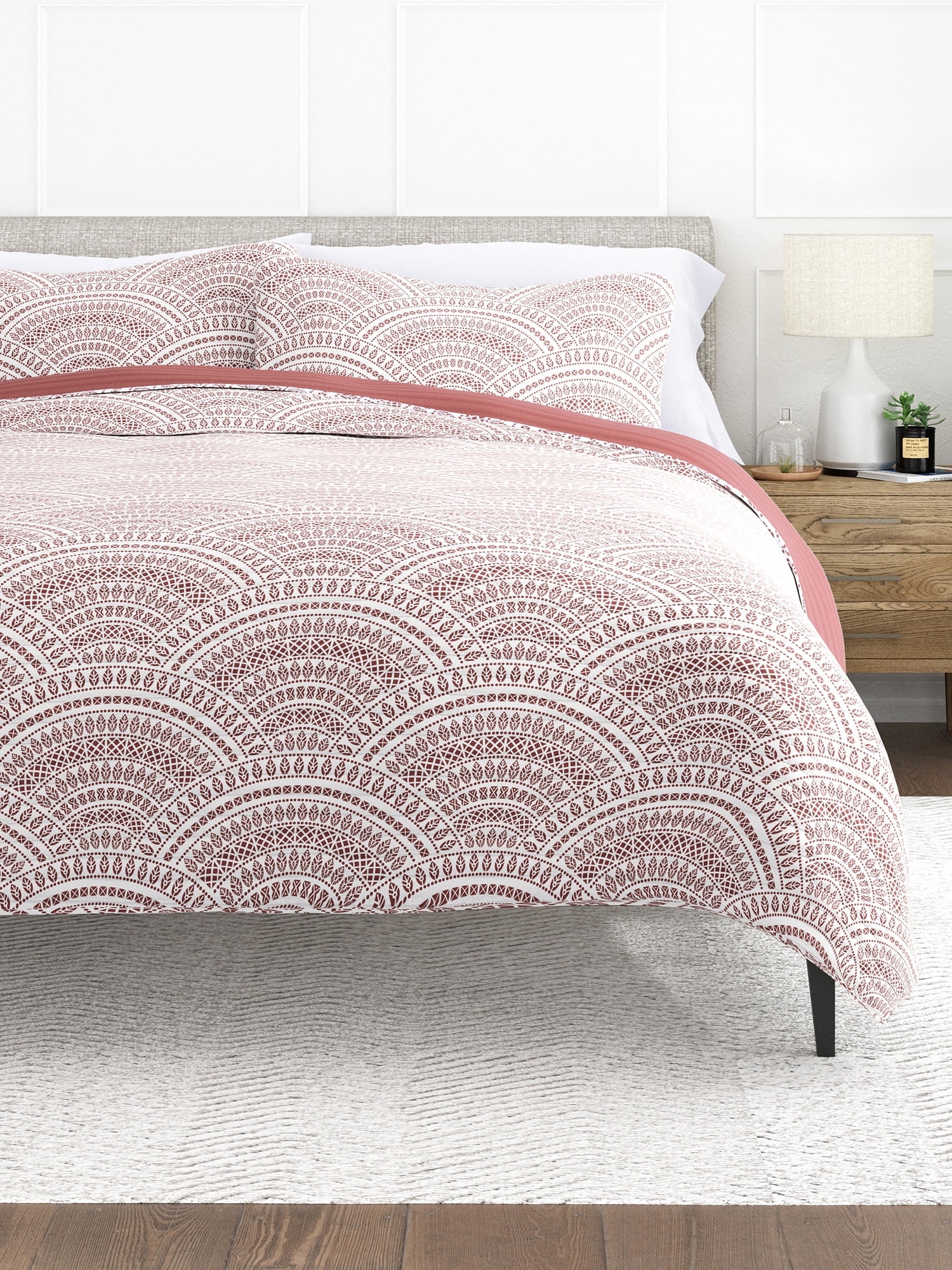 Comfort Canopy - 3 Piece Terracotta Reversible Scallop Stitched Quilt ...