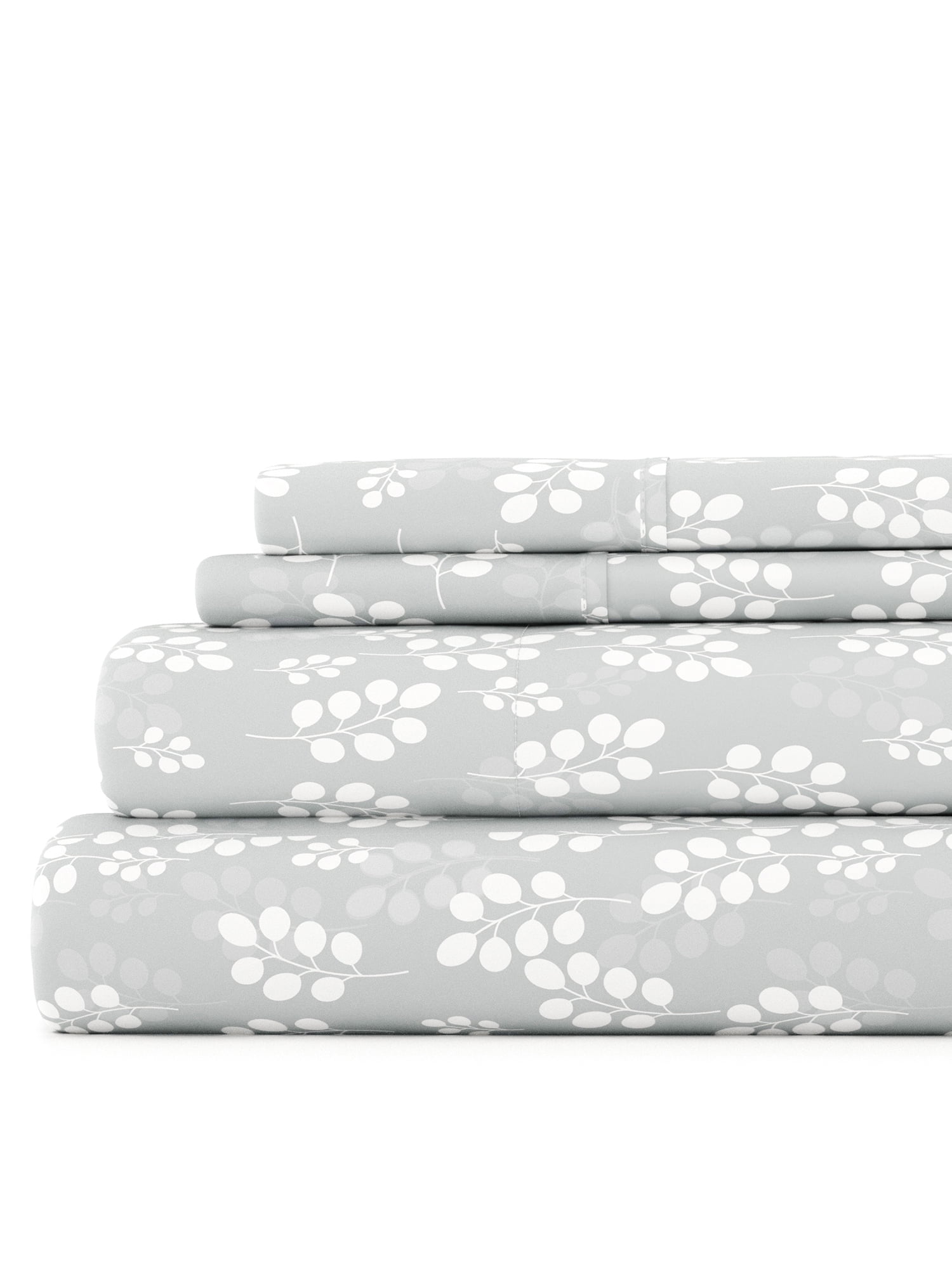 Comfort Canopy - Deep Pocket 4 Piece Gray Farmhouse Wheatfield Floral ...