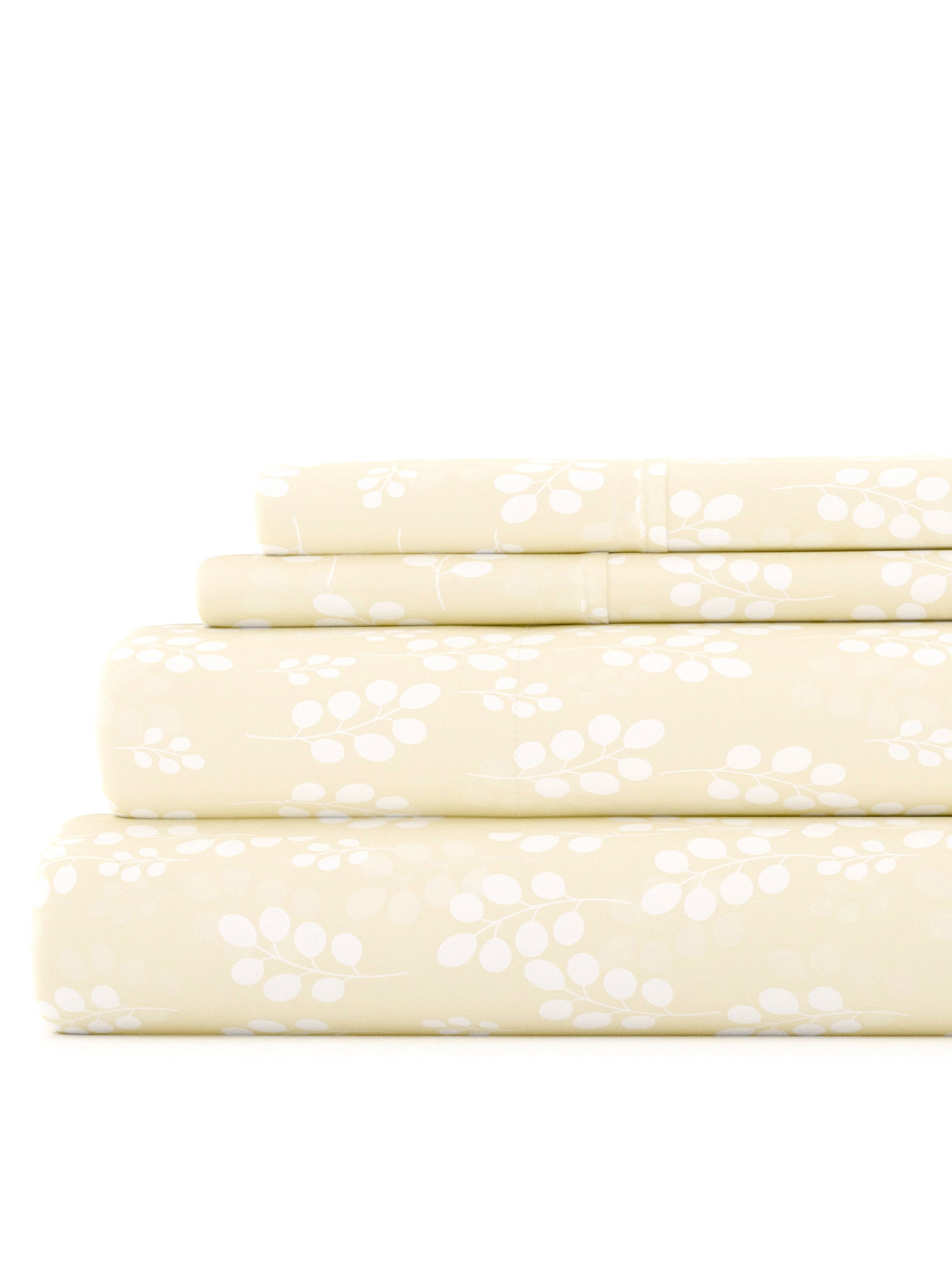 Comfort Canopy - 4 Piece Ivory Farmhouse Wheatfield Floral Pattern Bed ...