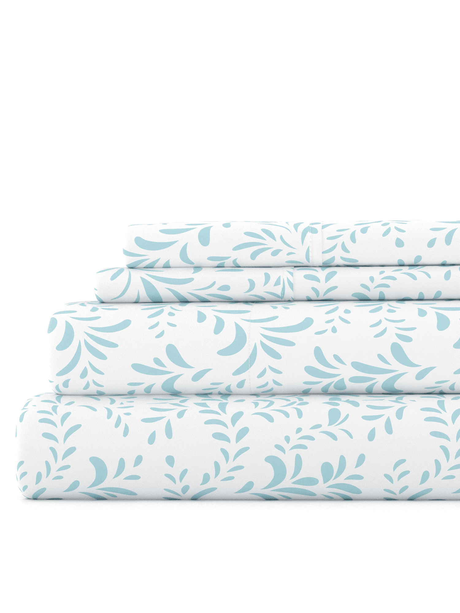 Ultra Soft 3-Piece Sheet Set - Light Blue Floral Vines Pattern Bed ...