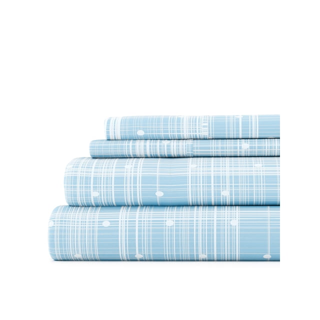 Comfort Canopy - 4 Piece Light Blue Polka Dot Patterned Bed Sheets for ...