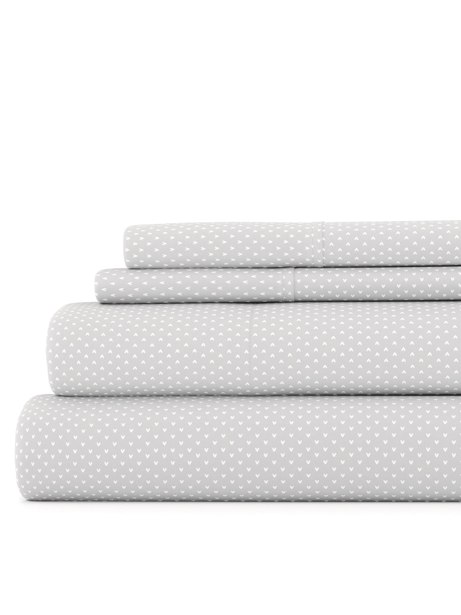 Heart Polka Dots Bed Sheets Set in Light Gray California King Bedding ...