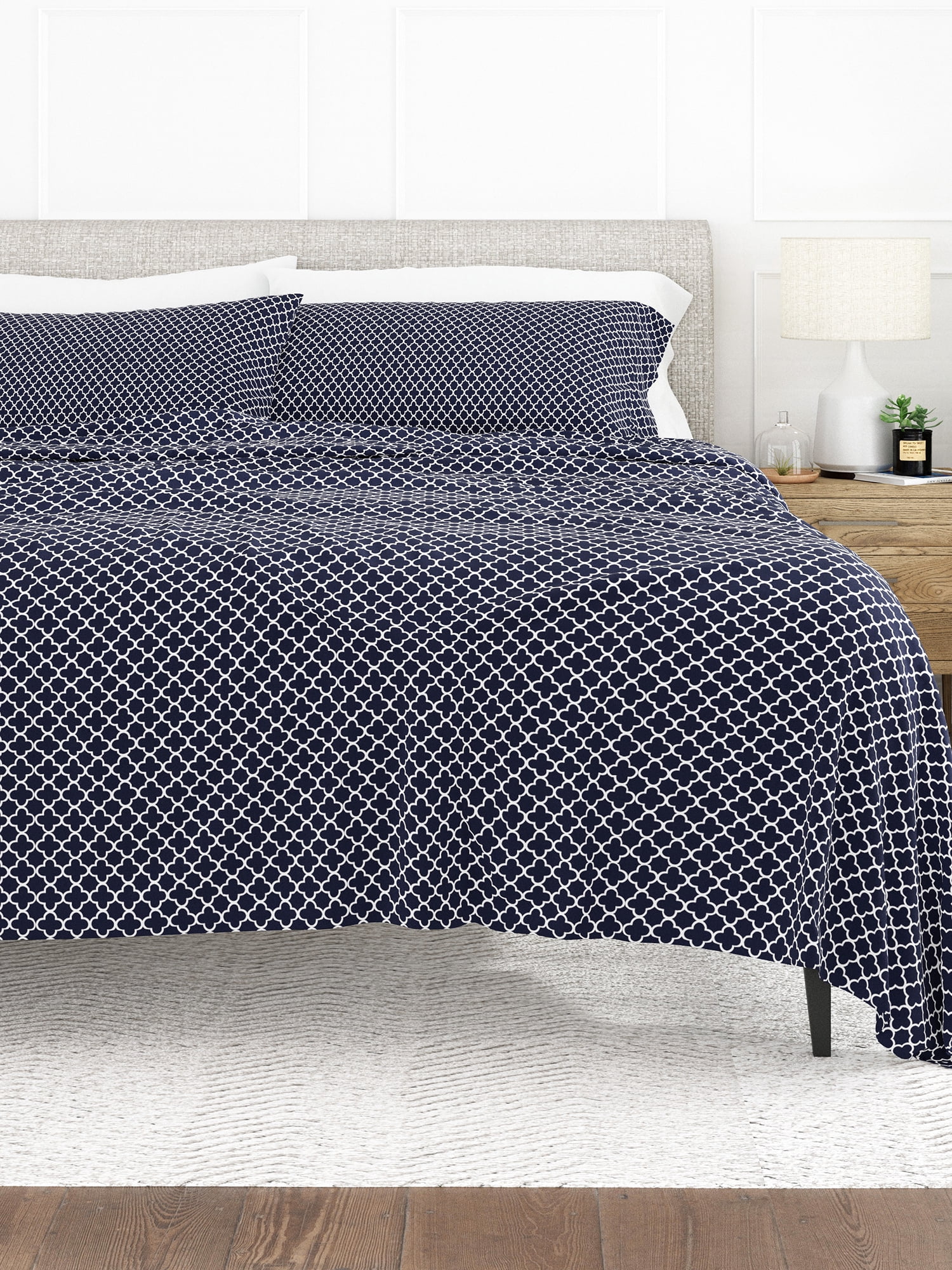 Comfort Canopy- 4 Piece Navy Modern Elegance Quatrefoil Bed Sheets for ...