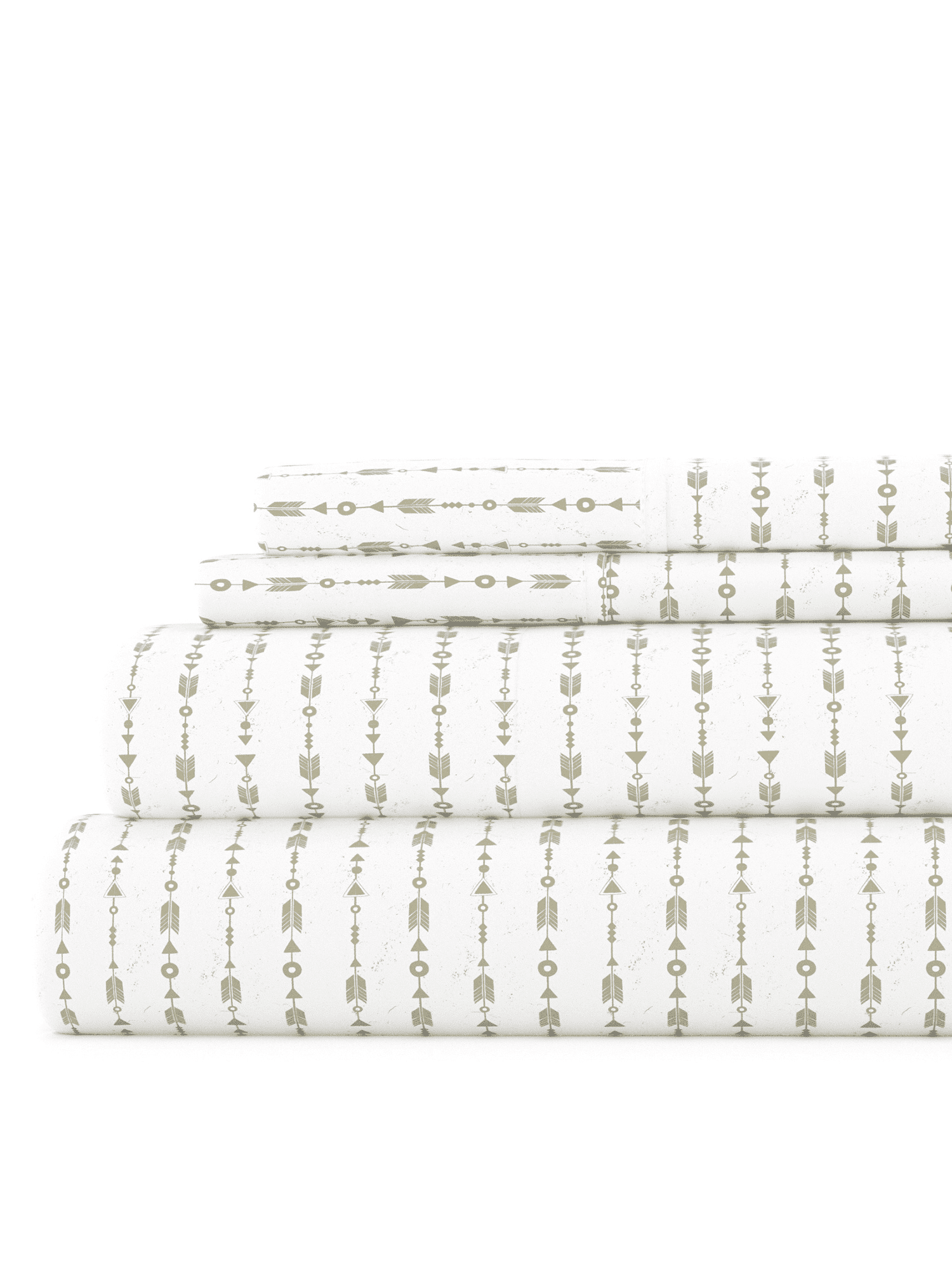 Comfort Canopy - 4-Piece Sage and White Beaded Arrow Bed Sheets Set for ...