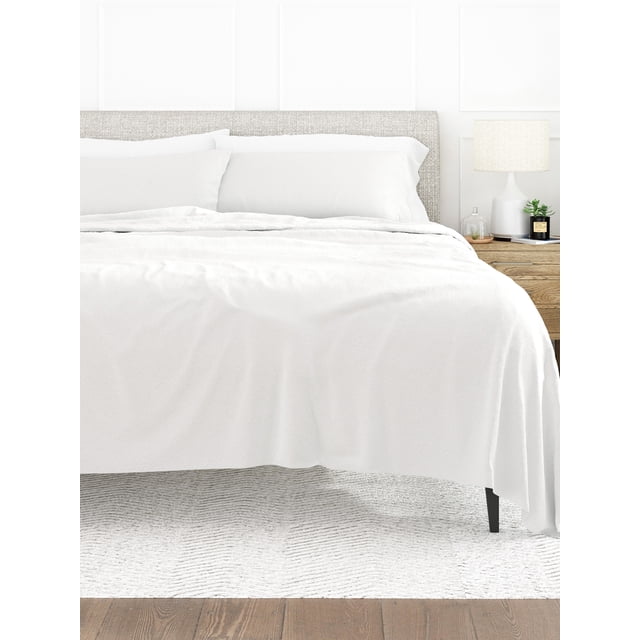 Comfort Canopy - 4 Piece Solid White Cotton Flannel Bed Sheets for Full ...