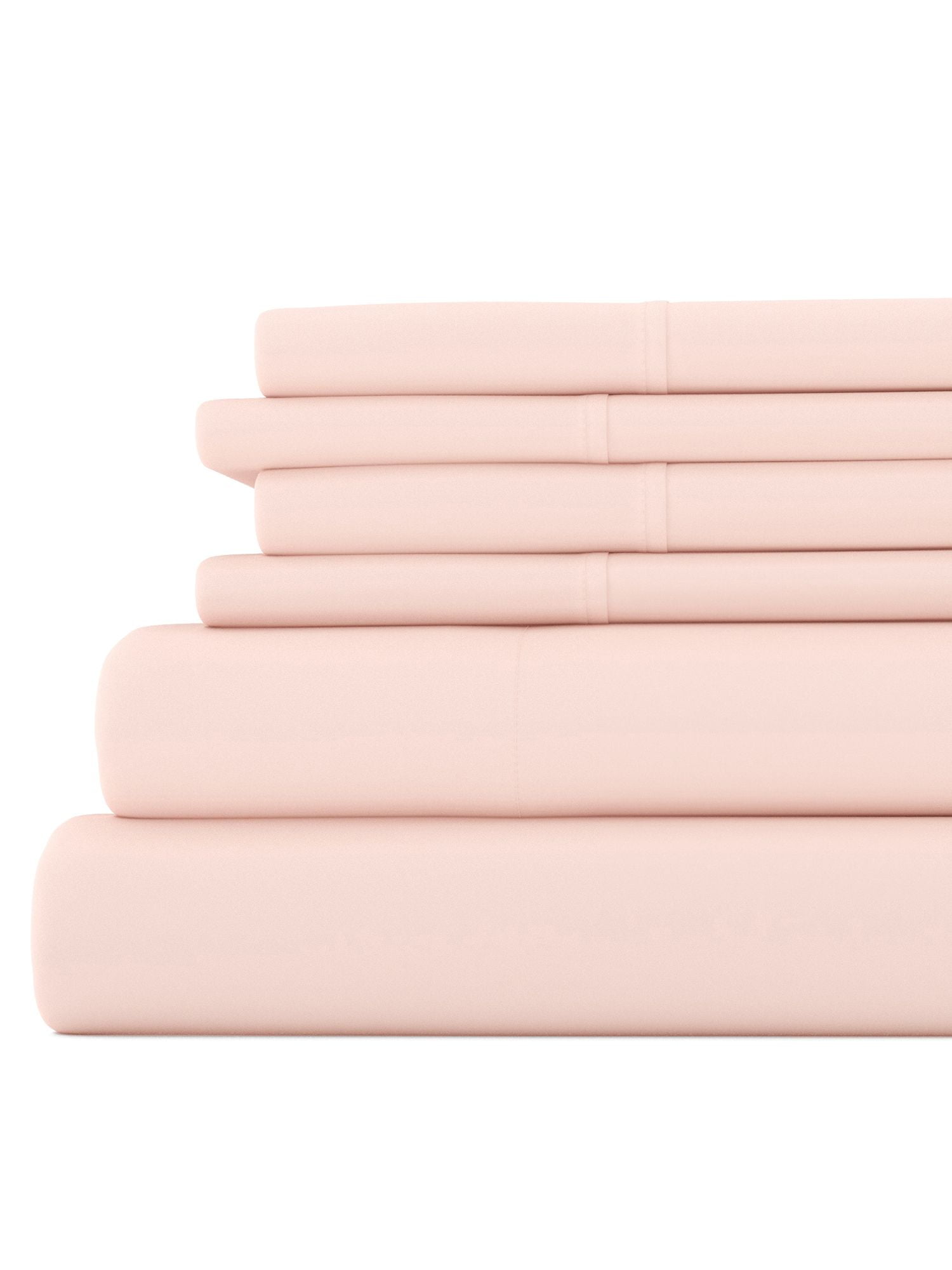 Comfort Canopy - 6 Piece Solid Blush Microfiber Bed Sheets for King ...