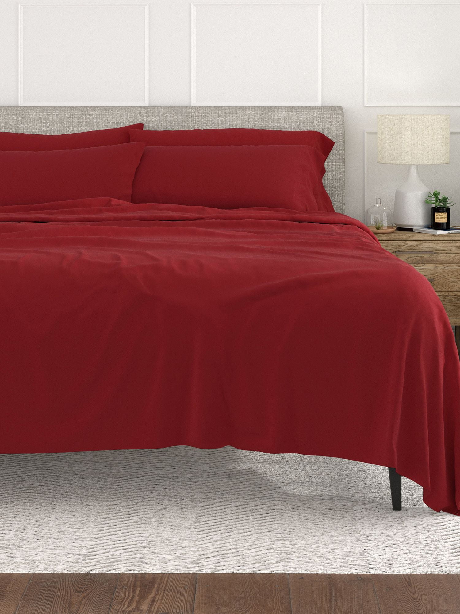 Comfort Canopy - 6 Piece Solid Burgundy Microfiber Bed Sheets for ...
