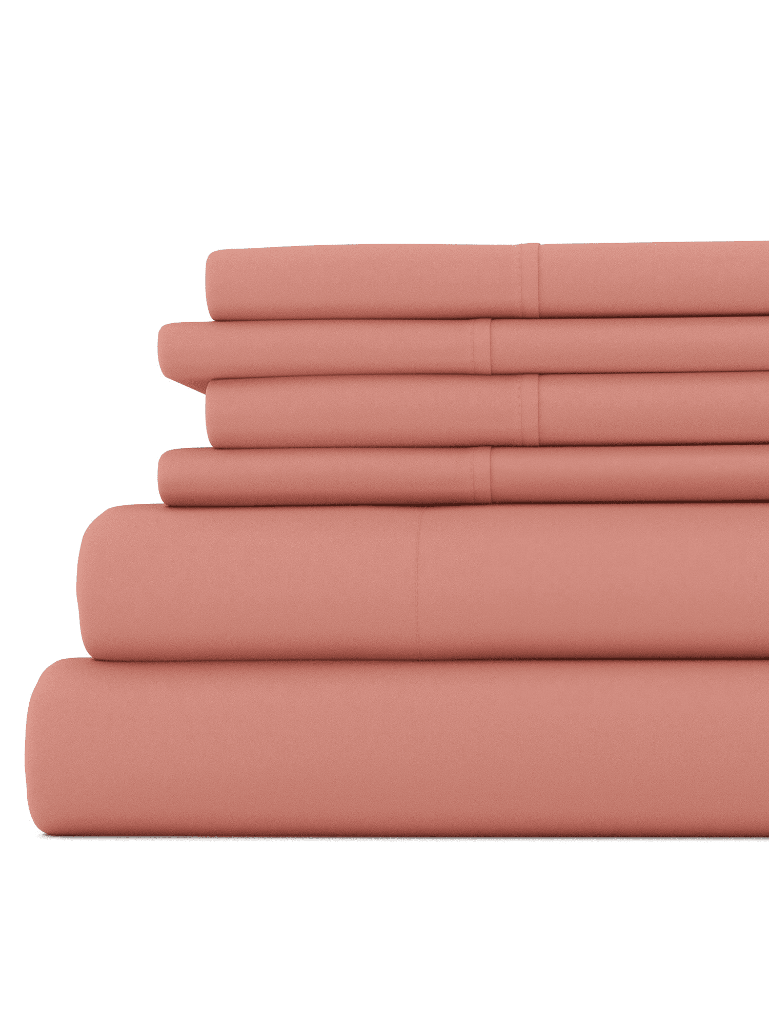 Comfort Canopy Queen Linen - 6 Piece Solid Clay Microfiber Bed Sheets ...