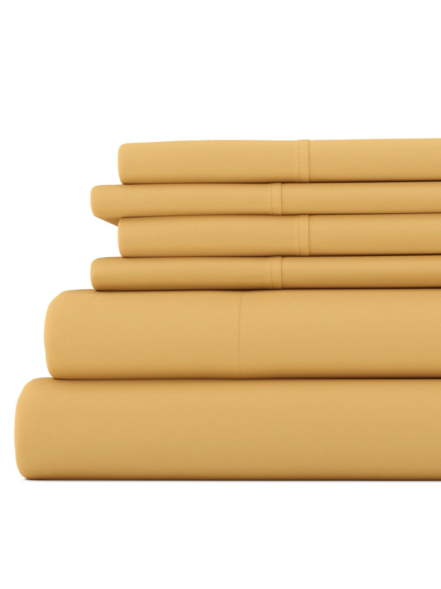 Comfort Canopy - 6 Piece Solid Gold Microfiber Bed Sheets for King Size ...